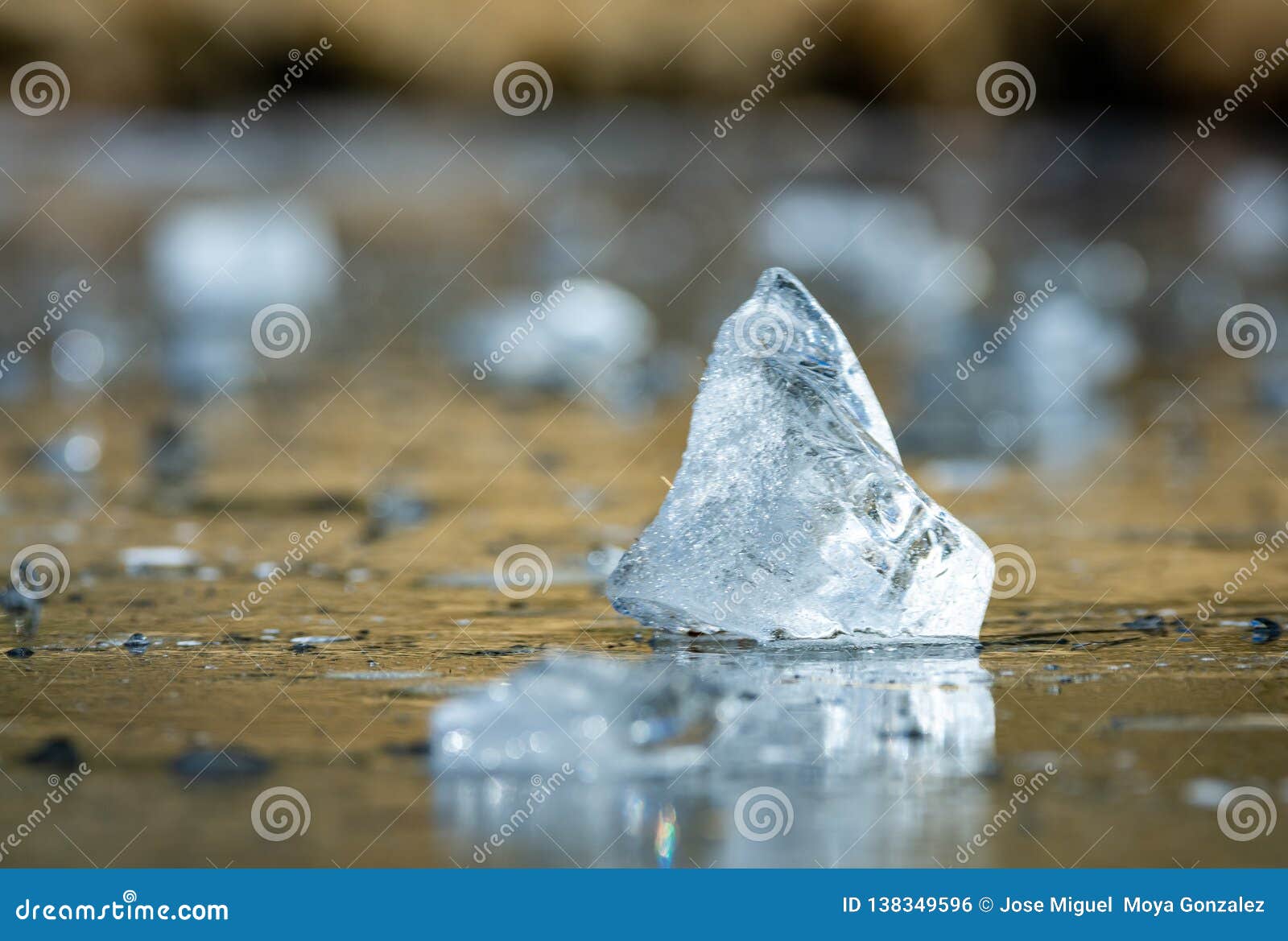 Triangular Pieces of Ice on a Frozen Lake with Bokeh Effect, Gredos ...
