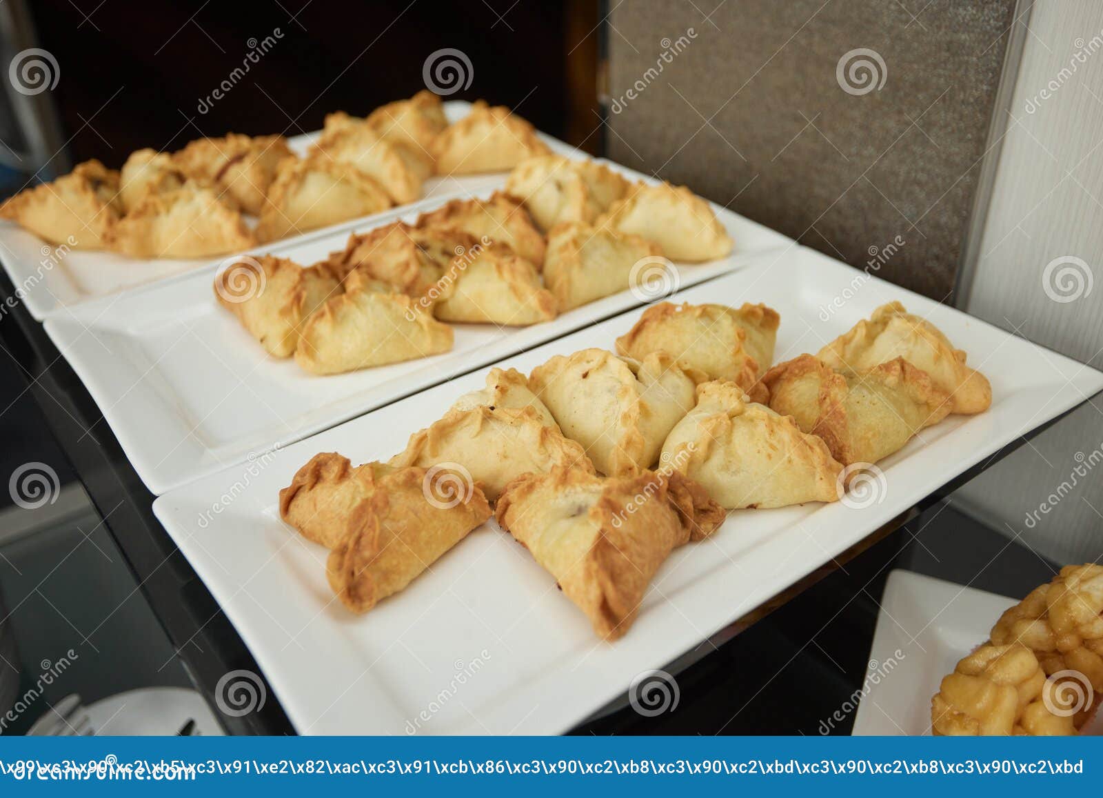 Triangular Pies on a Plate Uchpochmak Catering. Stock Photo - Image of ...