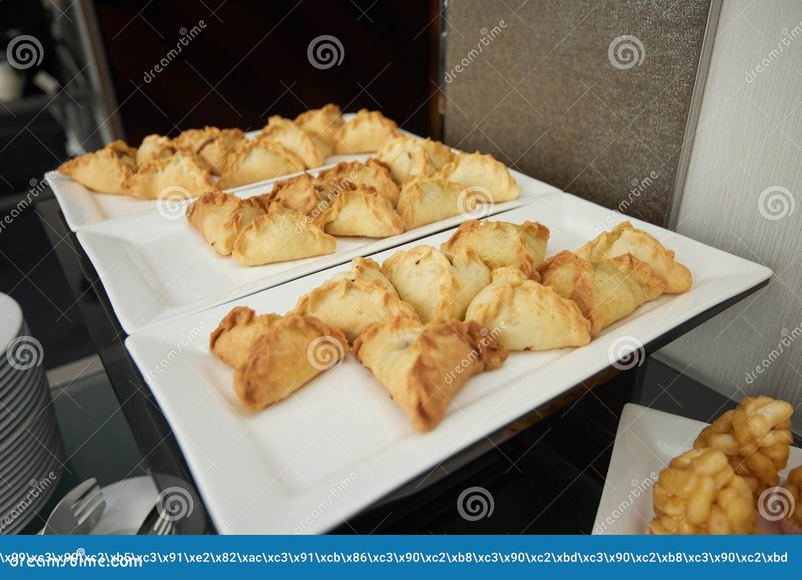 Triangular Pies on a Plate Uchpochmak Catering. Stock Photo - Image of ...