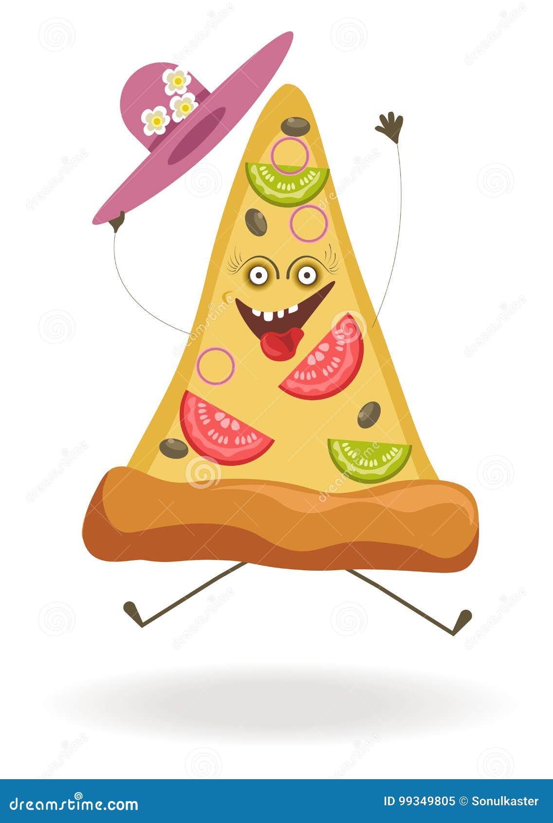 Triangular Pizza Slice with Ridiculous Face and Hat Stock Vector ...