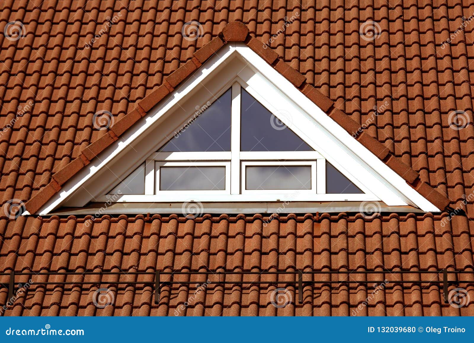Triangular Plastic Window on the Roof with Tiles Stock Photo - Image of ...