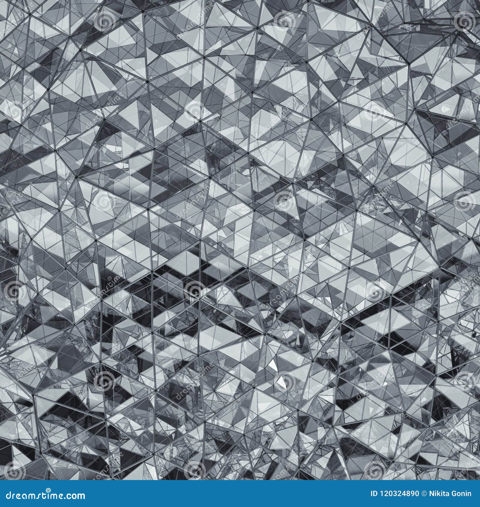 Triangular Polygonal Layered Grey Glass Shape 3D Rendering Stock ...