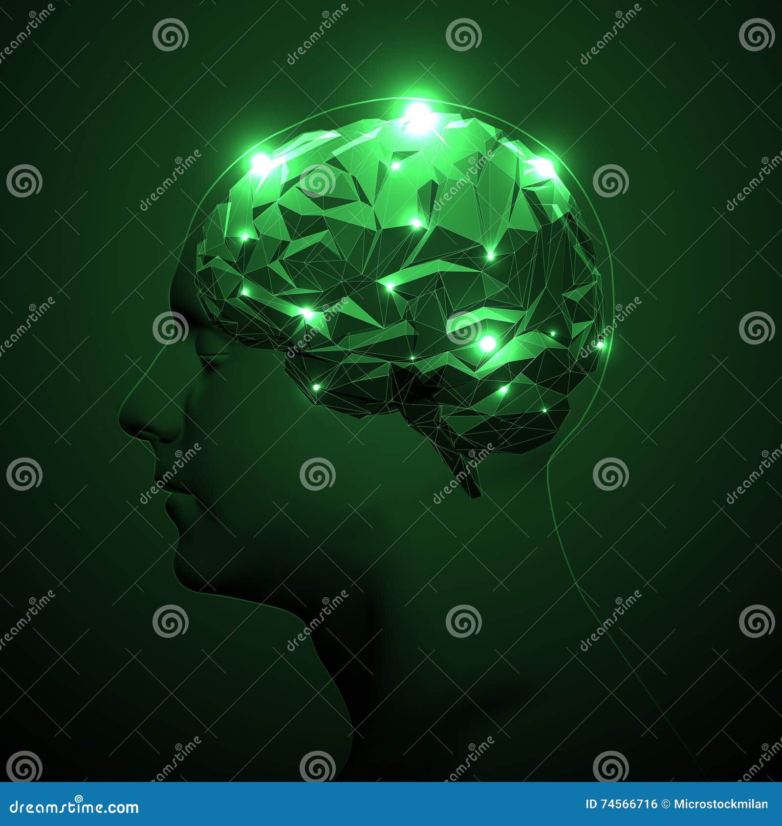Triangular Polygons Human Brain. Stock Vector - Illustration of medical ...