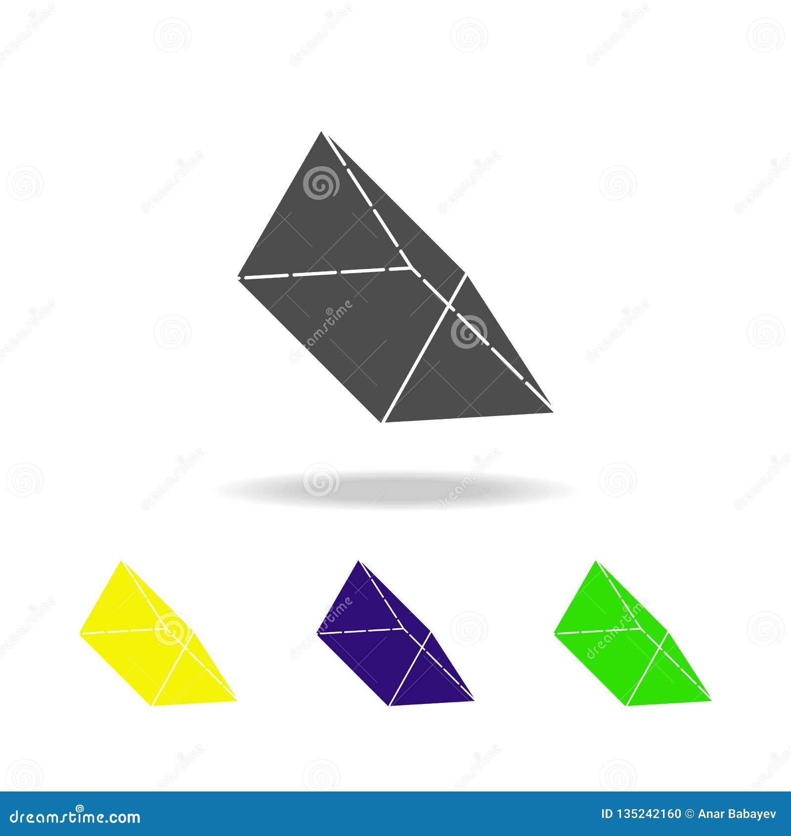 Triangular Prism Colored Icons. Elements of Geometric Figure Colored ...