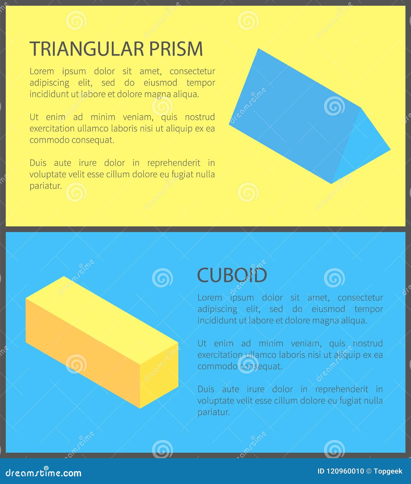 Triangular Prism and Cuboid Geometric Collection Stock Vector ...