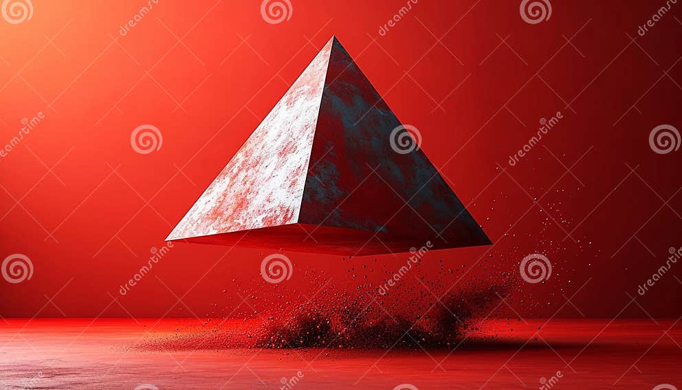 A Triangular Prism Disperses into Red Particles Against a Monochromatic ...