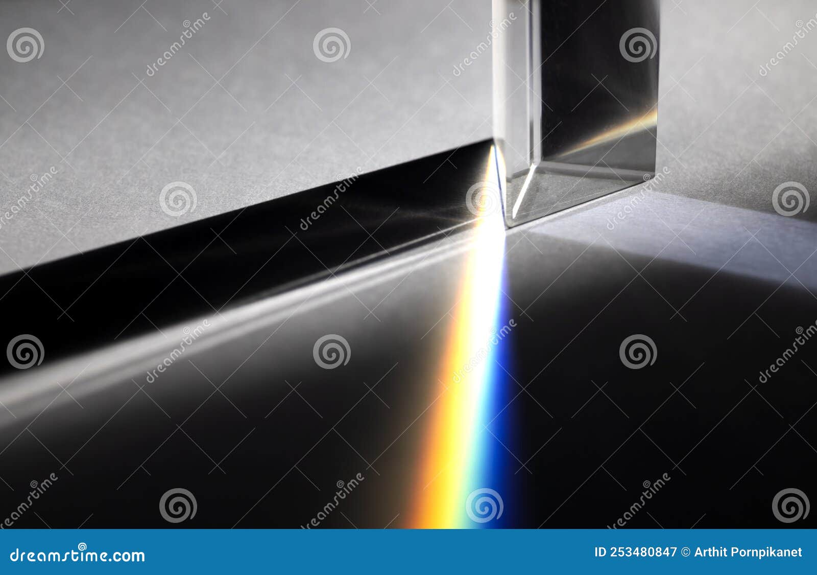 Triangular Prism Dispersing Sun Beam Splitting into a Spectrum on White ...