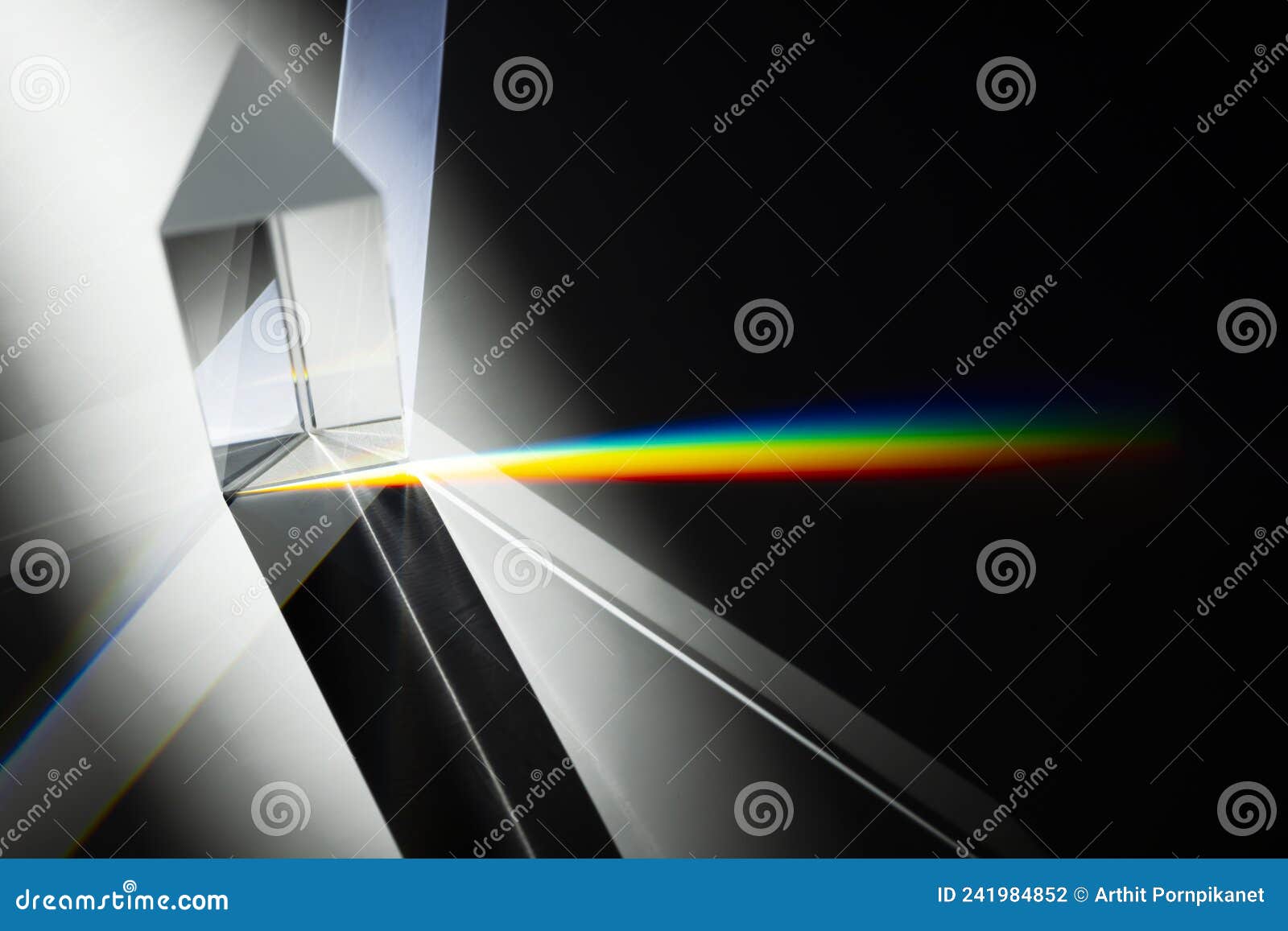 Triangular Prism Dispersing Sun Beam Splitting Into A Spectrum On White ...