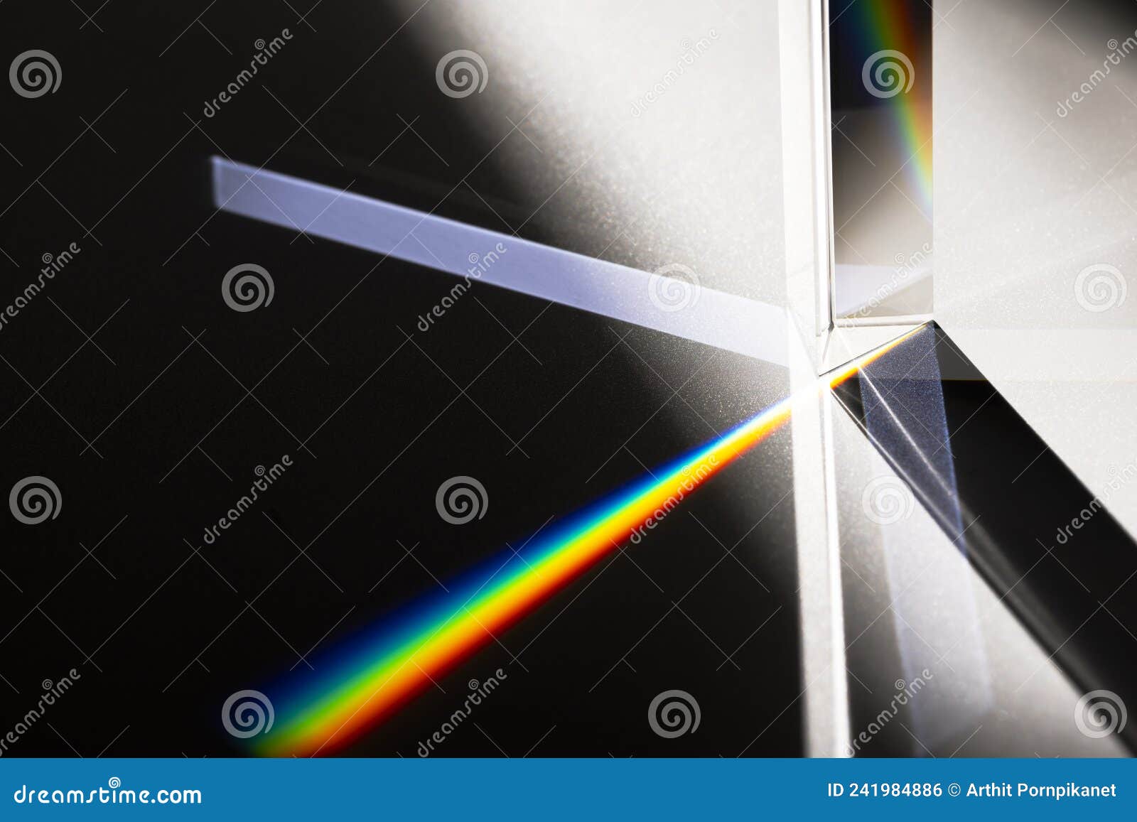 Triangular Prism Dispersing Sun Beam Splitting into a Spectrum on White ...