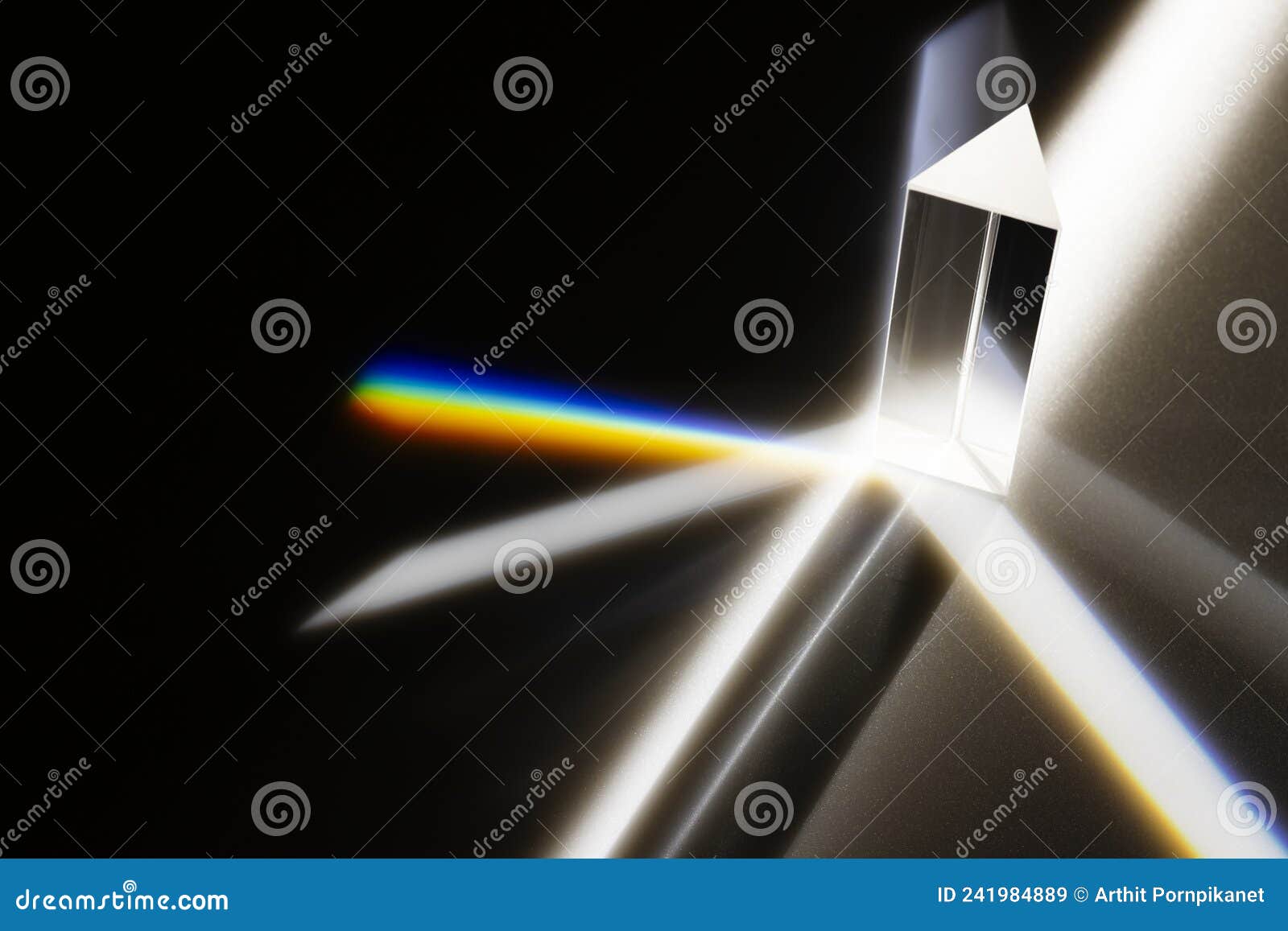 Triangular Prism Dispersing Sun Beam Splitting into a Spectrum on White ...