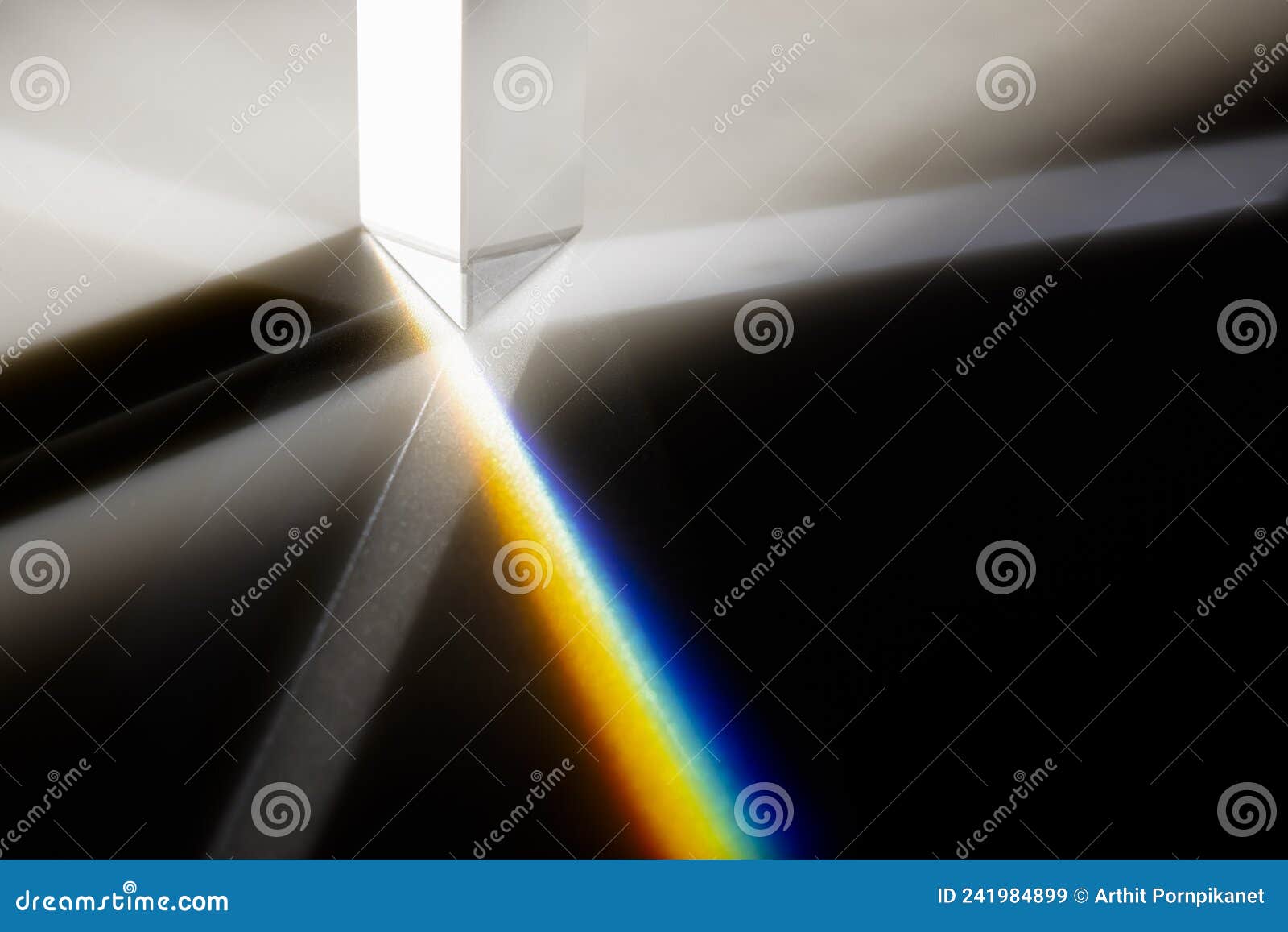 Triangular Prism Dispersing Sun Beam Splitting into a Spectrum on White ...