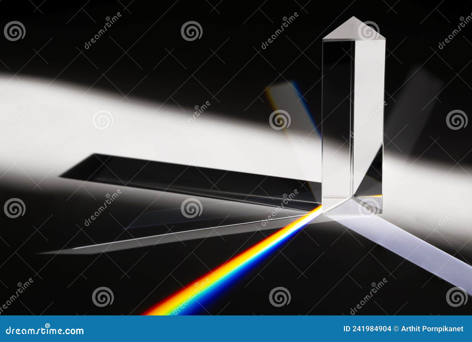 Triangular Prism Dispersing Sun Beam Splitting into a Spectrum on White ...