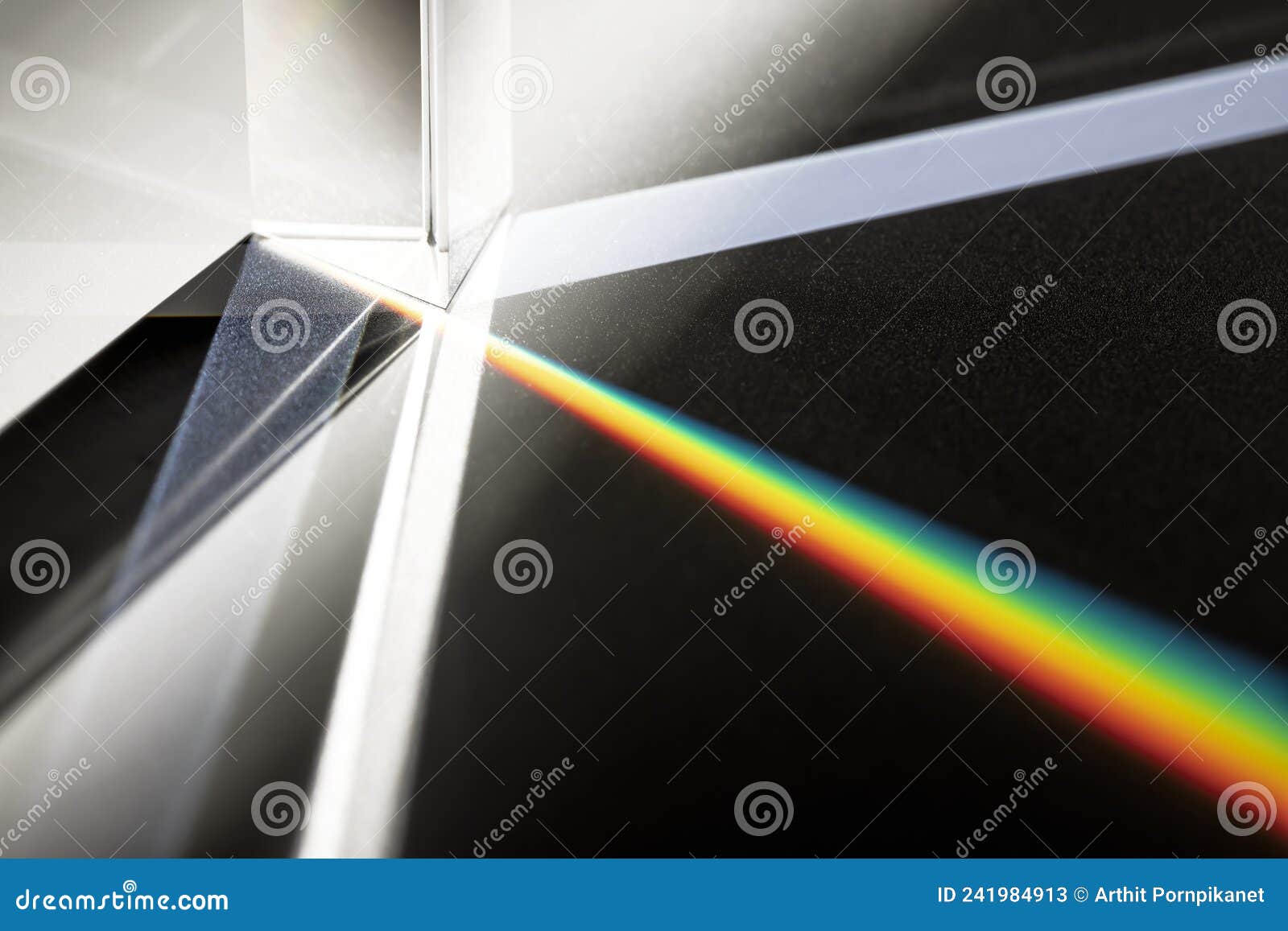 Triangular Prism Dispersing Sun Beam Splitting Into A Spectrum On White ...