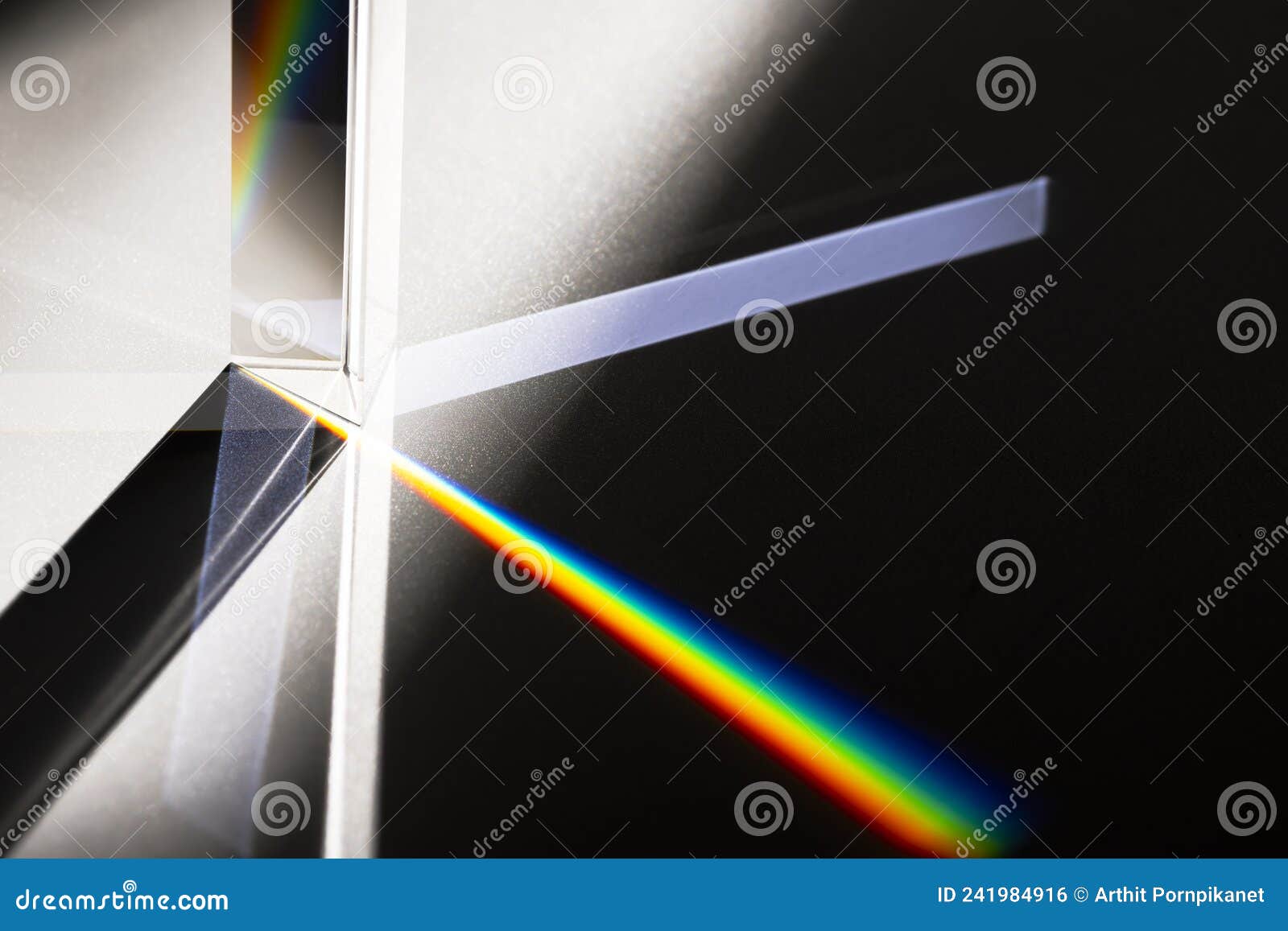 Triangular Prism Dispersing Sun Beam Splitting into a Spectrum on White ...