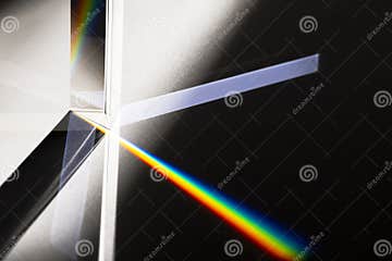 Triangular Prism Dispersing Sun Beam Splitting into a Spectrum on White ...