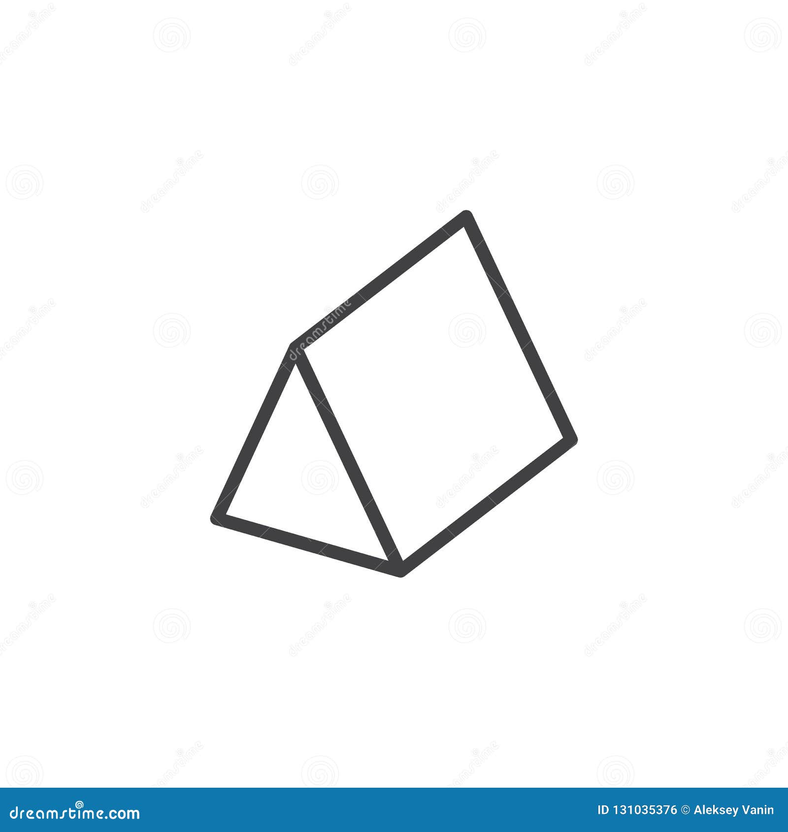 Triangular Prism Geometrical Figure Outline Icon Stock Vector