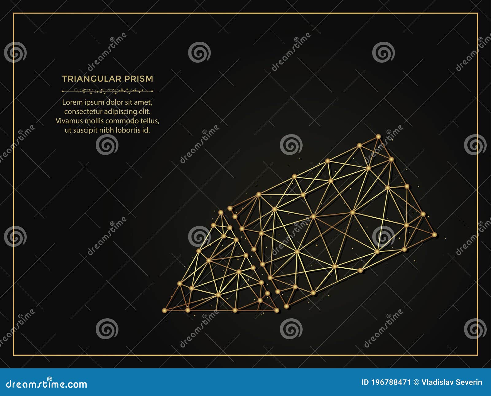 Triangular Prism Golden Abstract Illustration on Dark Background Stock ...