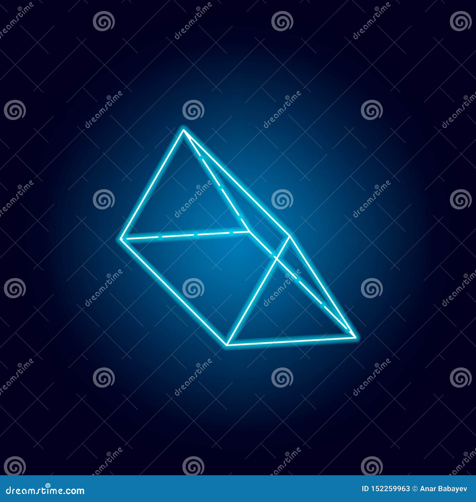 Triangular Prism Icon in Neon Style. Geometric Figure Element for ...