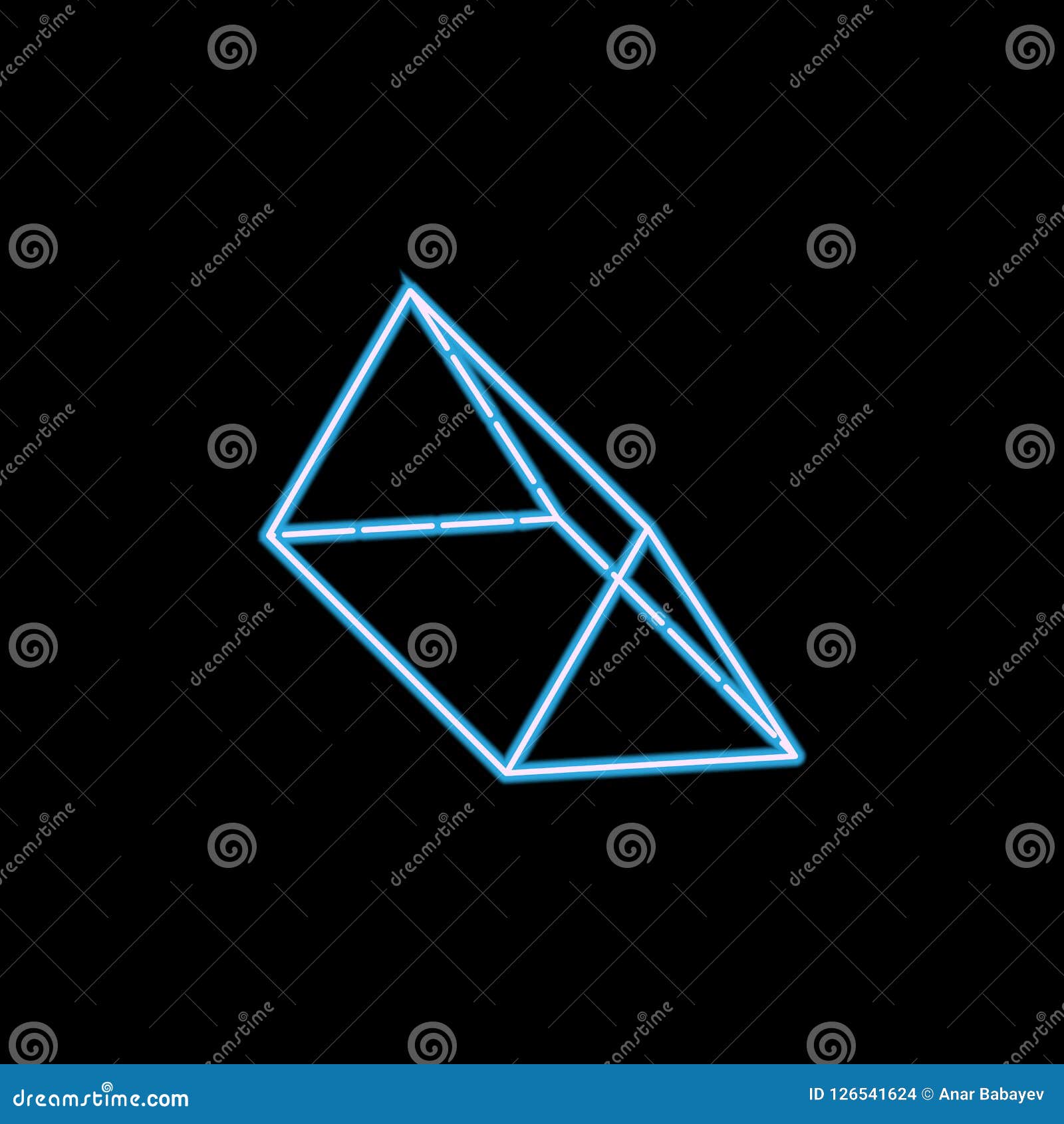 Triangular Prism Icon in Neon Style. One of Geometric Figure Collection ...