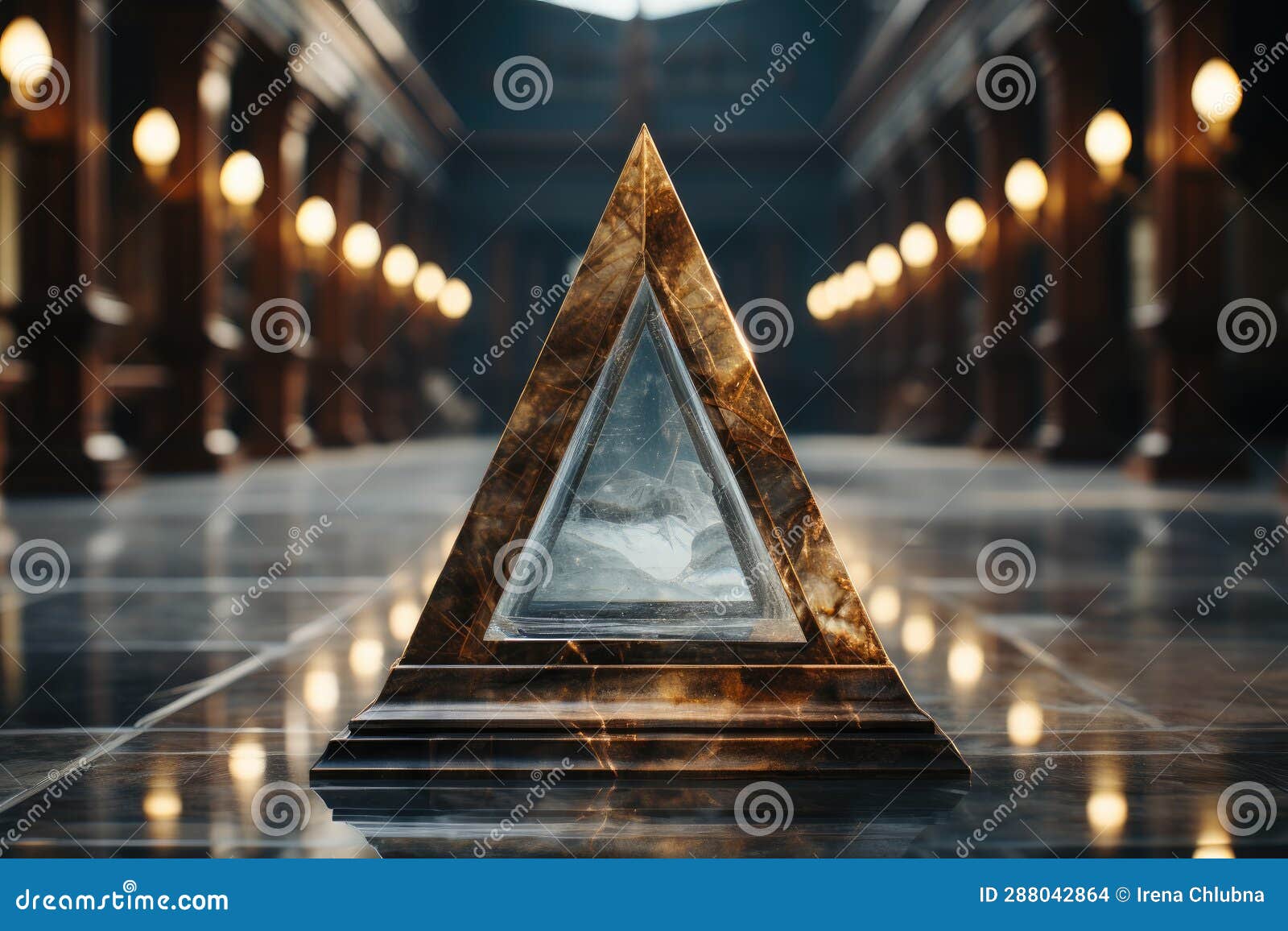 Triangular Prism on a Table. Prism in the Shape of a Pyramid Stock ...