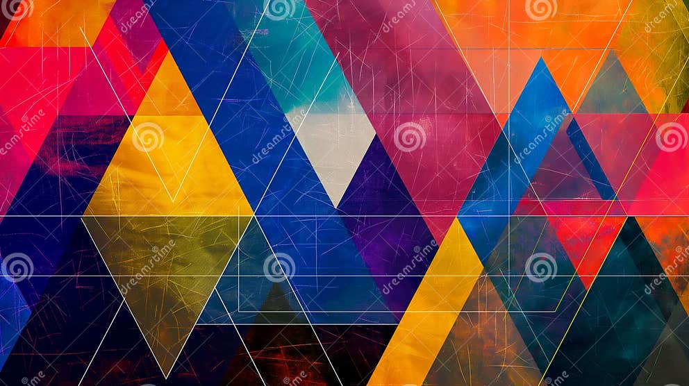 Triangular Prisms in a Spectrum of Colors Intersect, Forming a Complex ...