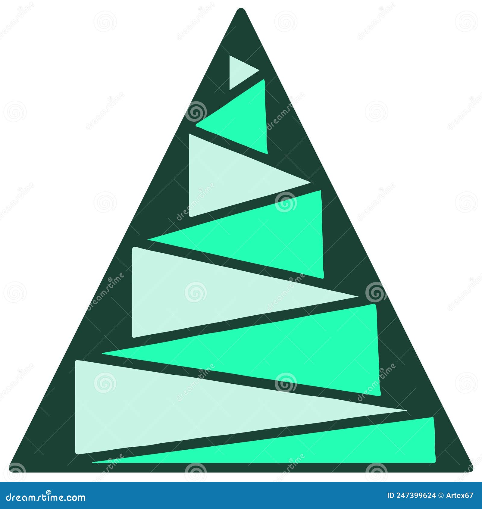 Triangular Pyramid Assembled from Green Triangles Stock Vector ...