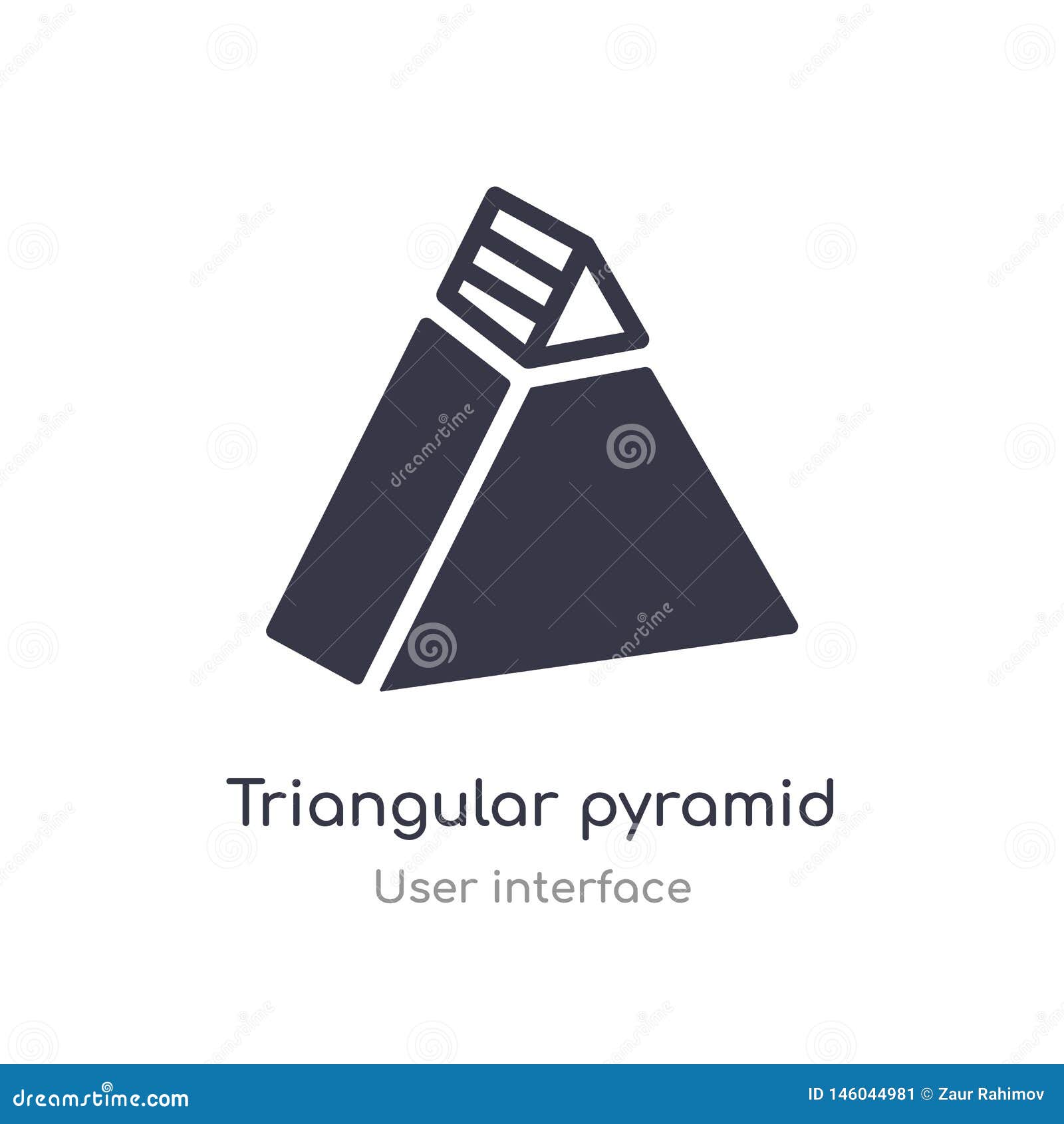 Triangular Pyramid Outline Icon. Isolated Line Vector Illustration from ... Triangular Pyramid Outline Icon. Isolated Line Vector Illustration from ...