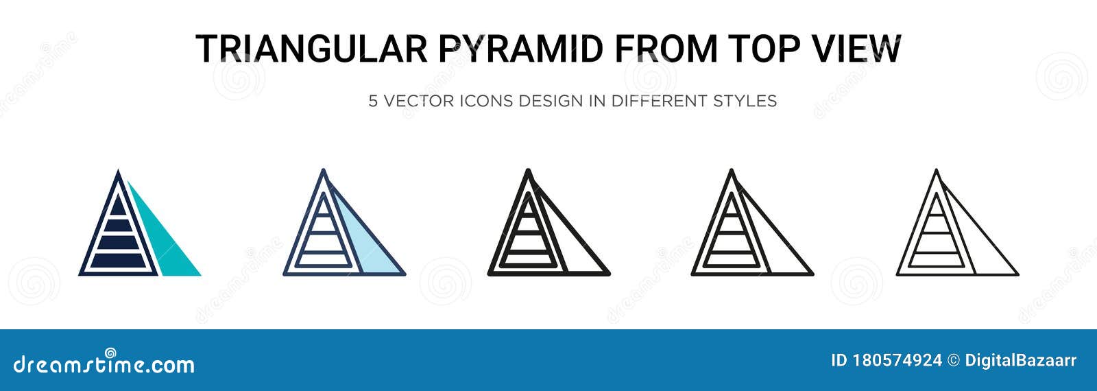 Triangular Pyramid from Top View Icon in Filled, Thin Line, Outline and ...