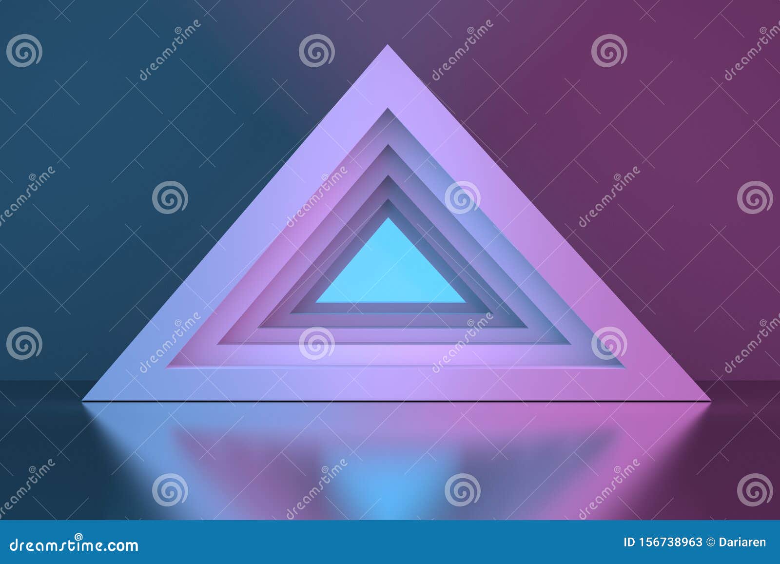 Triangular Pyramid Tunnel Portal Over Mirror Surface Stock Illustration ...