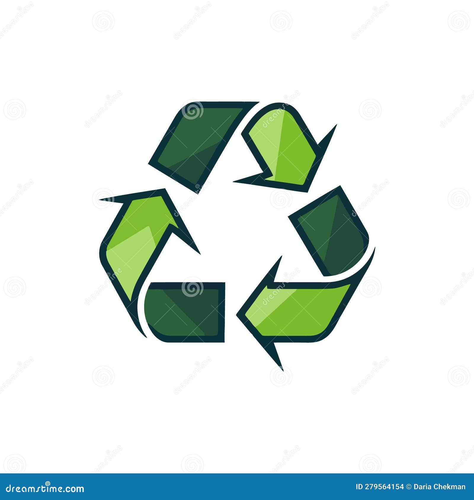 Triangular Recycling Symbol Icons In Black And Green Outline And Fill ...