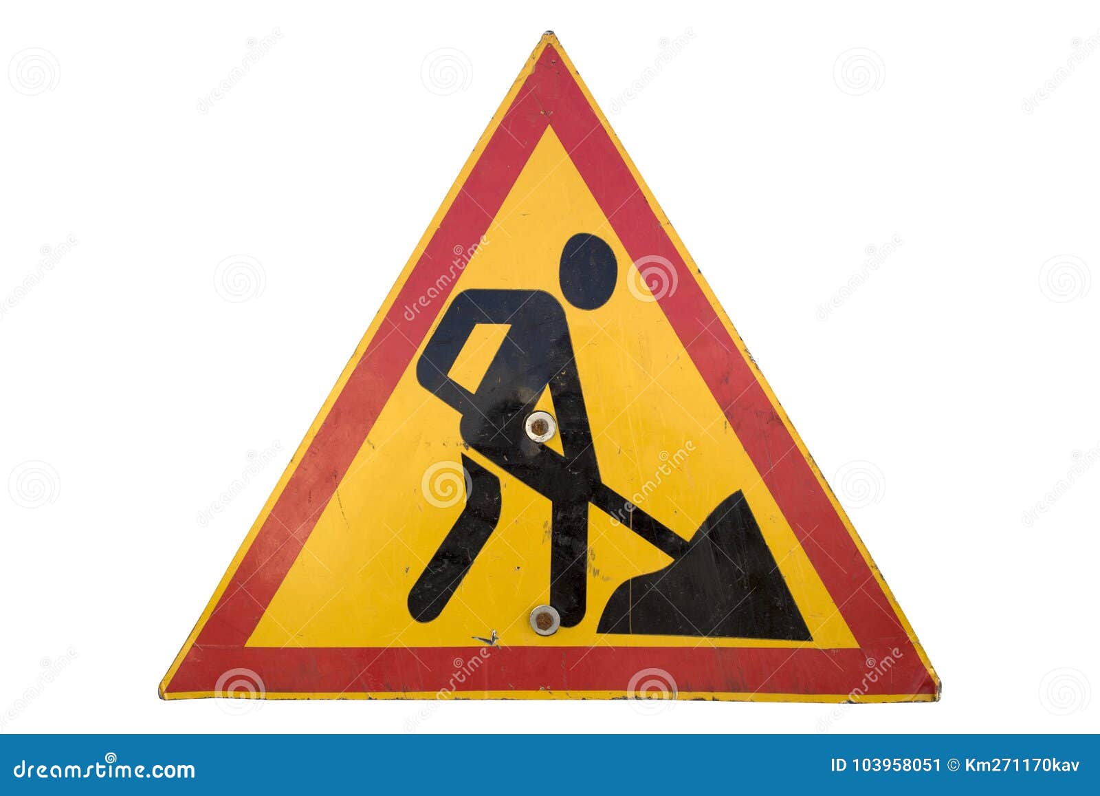 Triangular Red Border Road Sign `Under Construction` Isolated on Stock ...