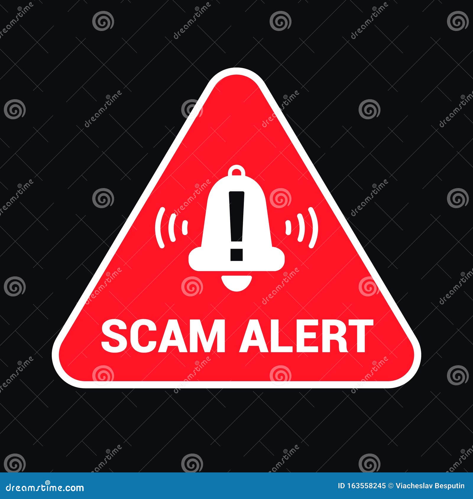 Triangular Red Emblem Caution Scam Stock Vector - Illustration of ...