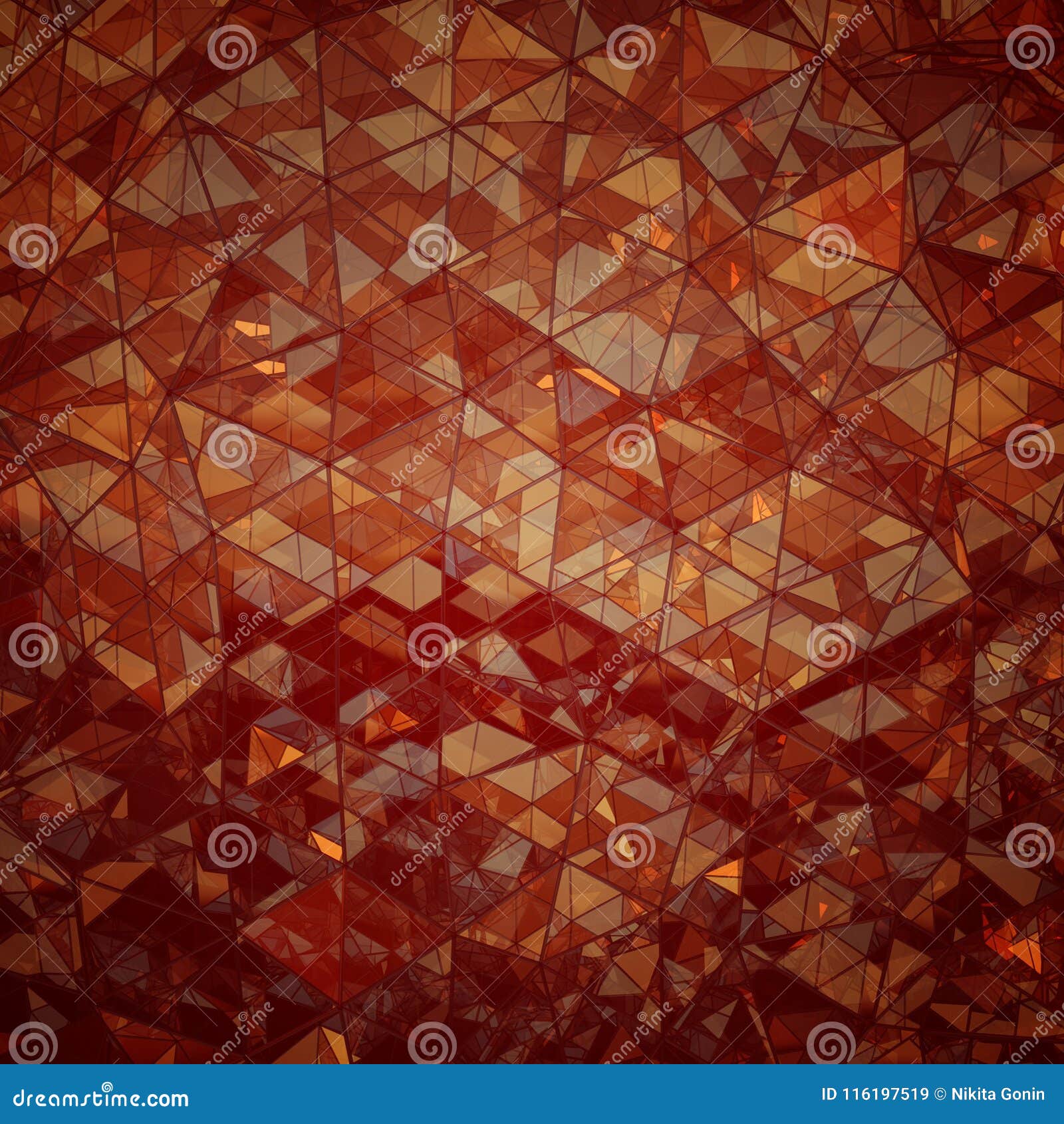 Triangular Red Glass Polygonal Shape 3D Rendering Stock Illustration ...