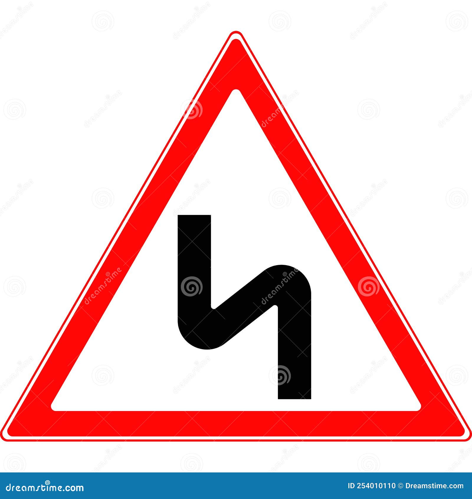 Triangular Road Sign, Double Left Turn. Vector Image. Stock Vector ...