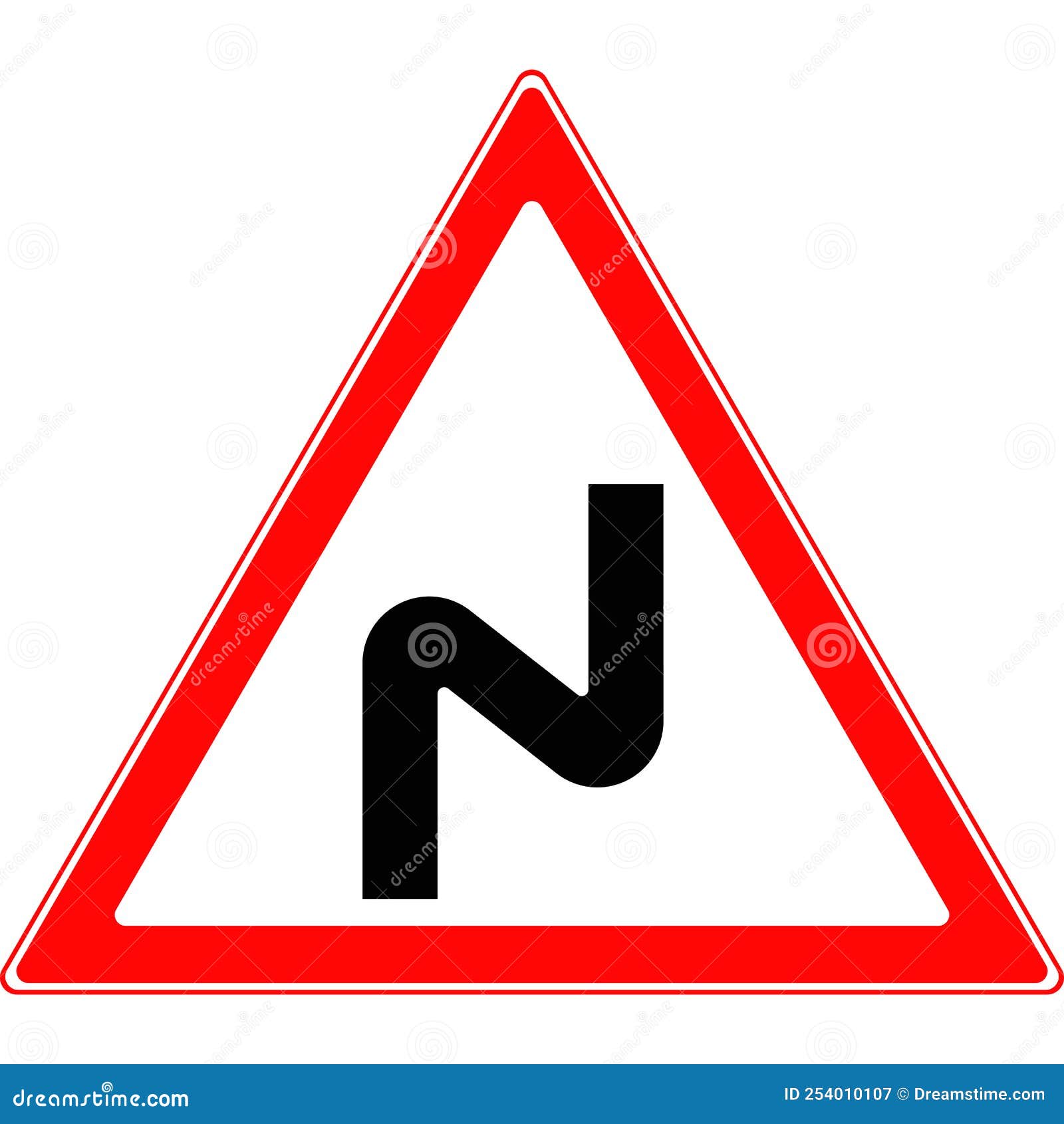Triangular Road Sign, Double Right Turn. Vector Image. Stock Vector ...