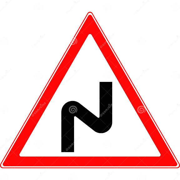 Triangular Road Sign, Double Right Turn. Vector Image. Stock Vector ...