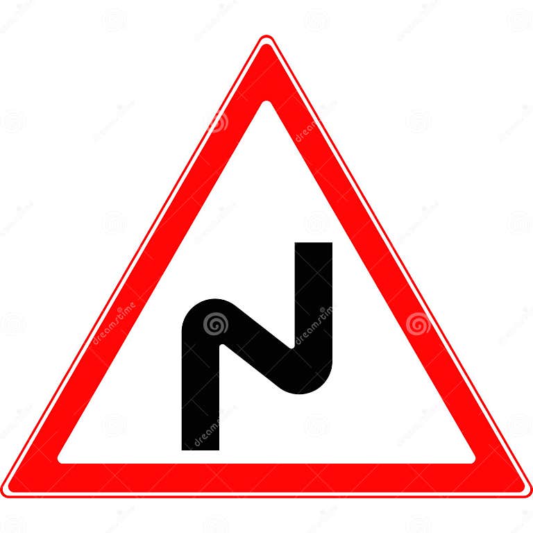 Triangular Road Sign, Double Right Turn. Vector Image. Stock Vector ...