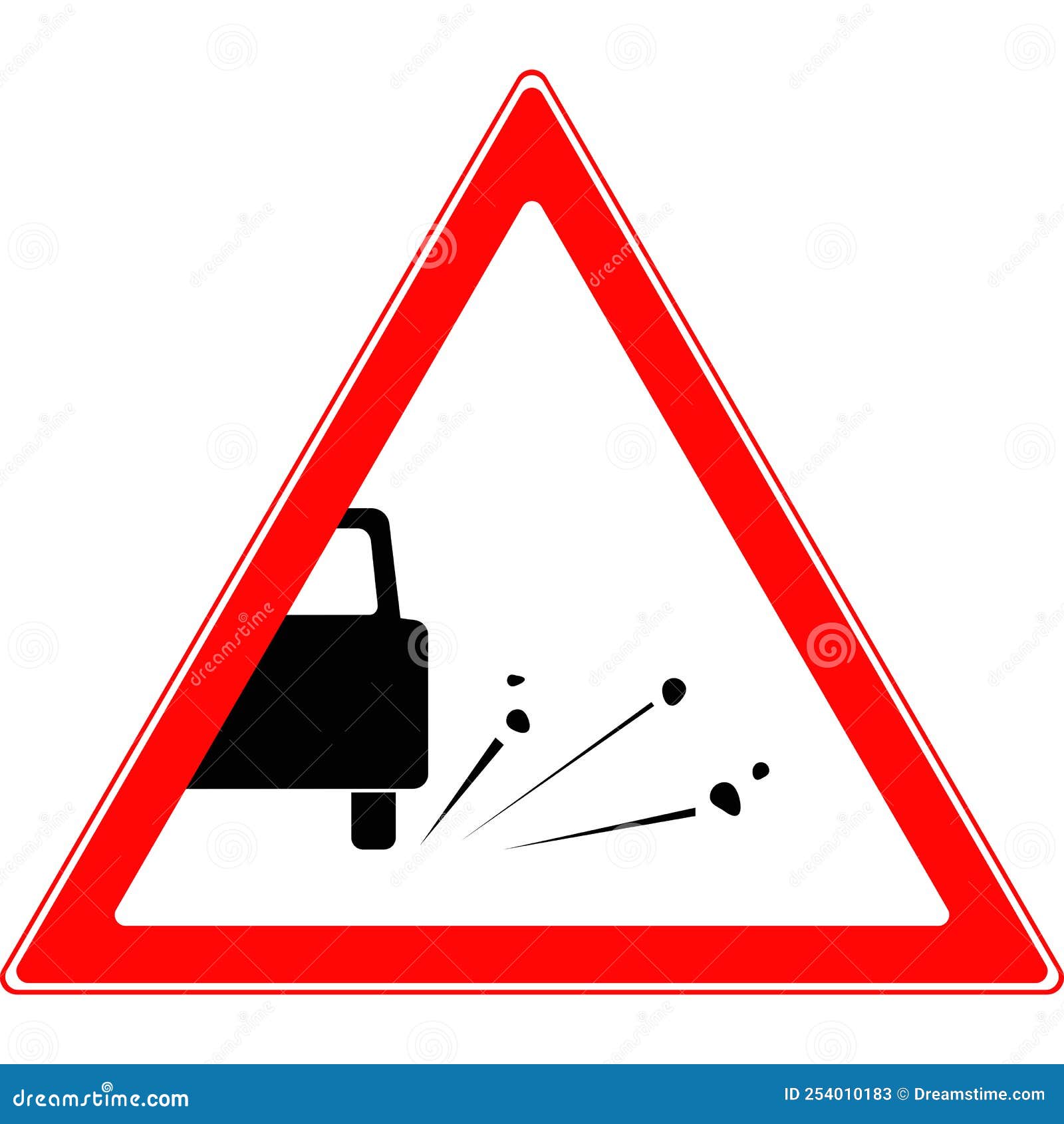 Triangular Road Sign, Gravel Ejection. Vector Image. Stock Vector ...