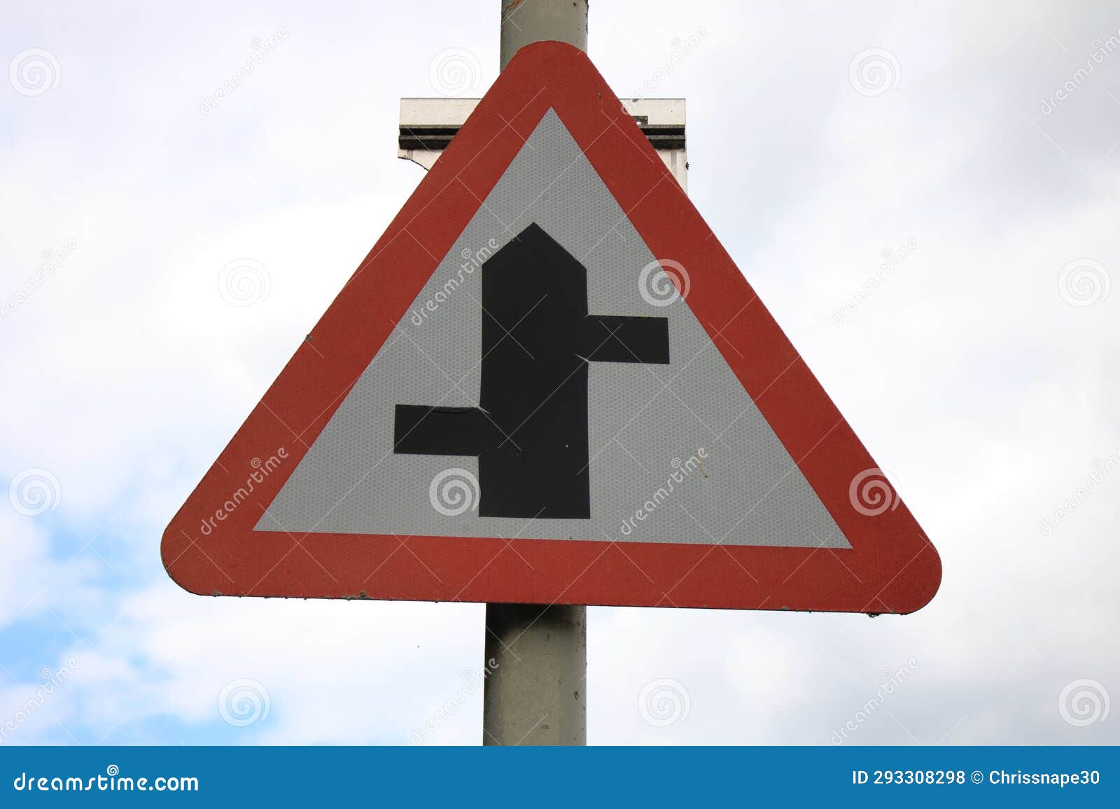 Triangular Road Sign With A Picture Of A Black Locomotive On A White ...