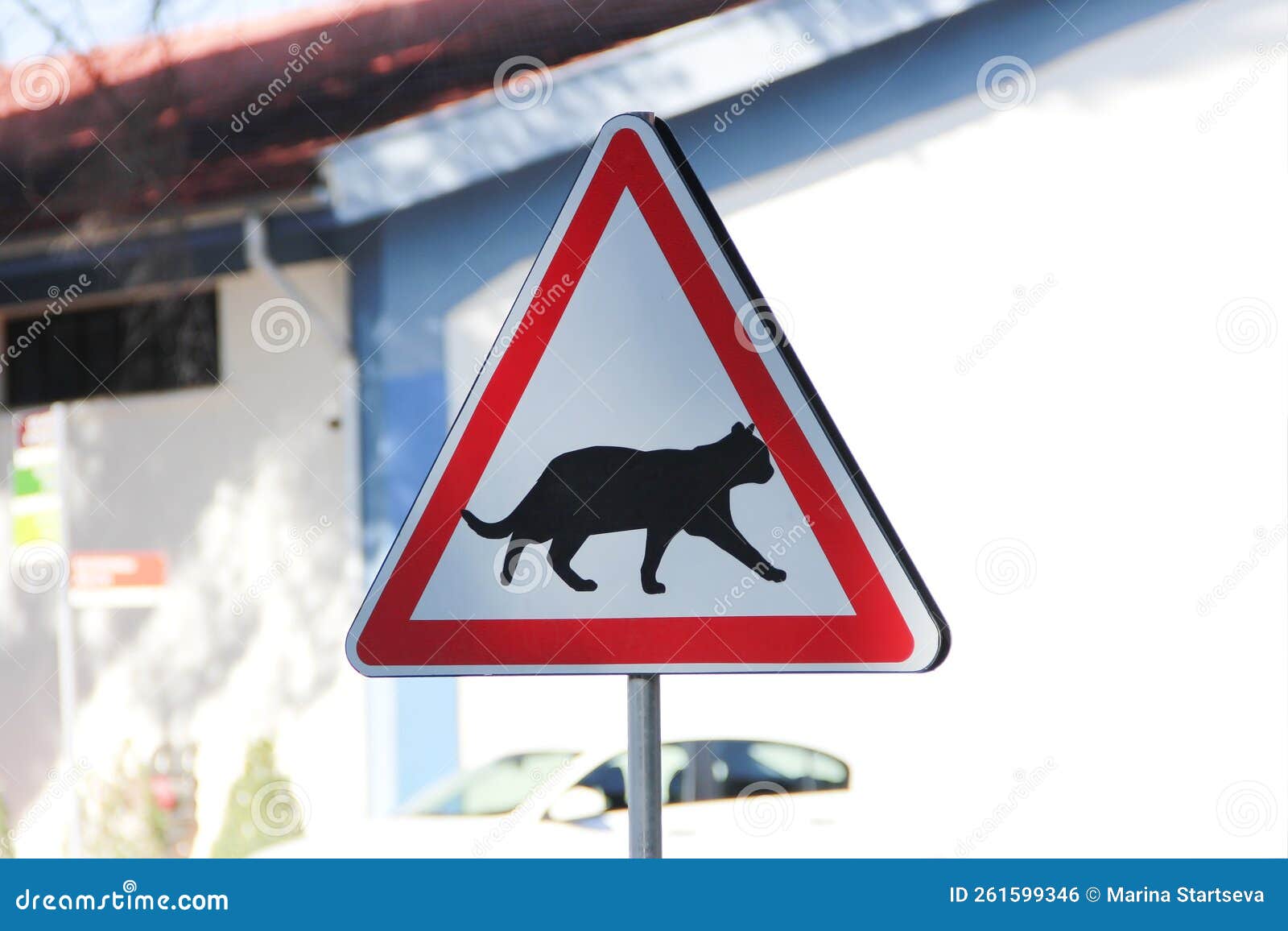 Triangular Road Sign Roadworks Located On A Temporary Textile Fence ...