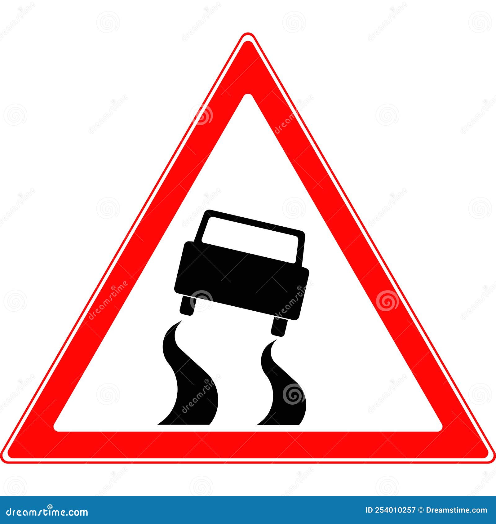 Triangular Road Sign, Slippery Road. Vector Image. Stock Vector ...