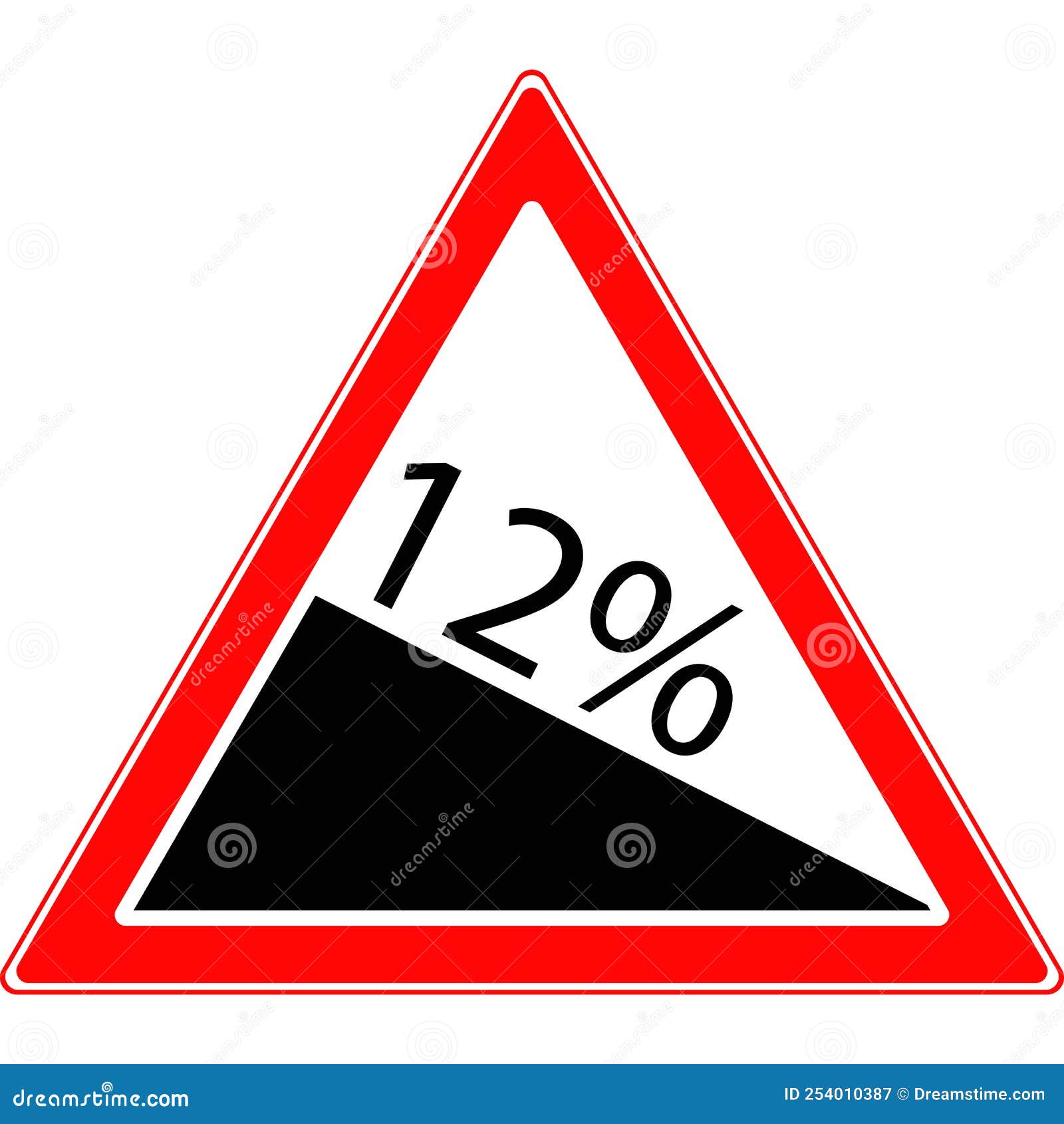 Triangular Road Sign, Steep Descent. Vector Image. Stock Vector ...