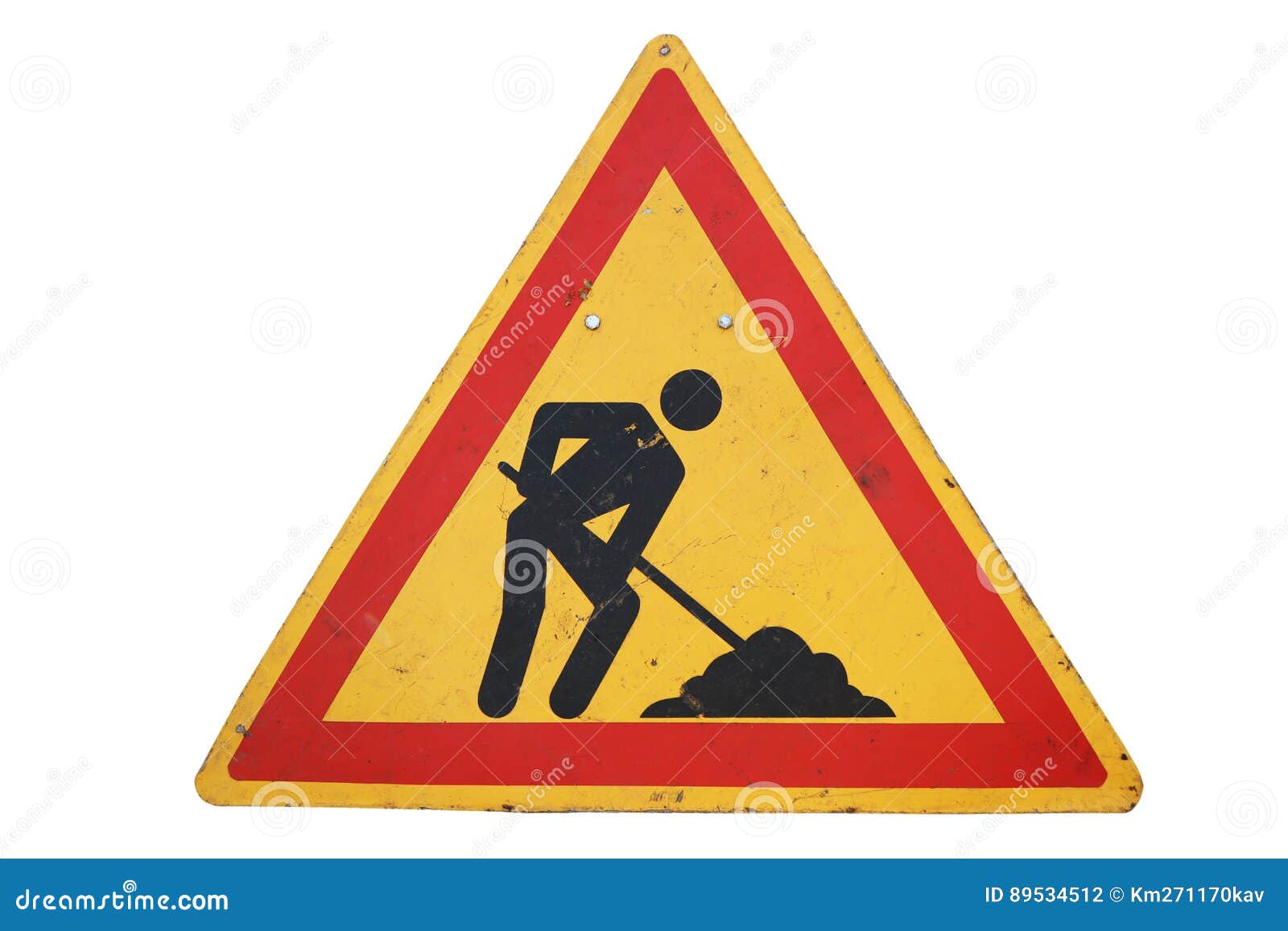 Triangular Road Sign `Under Construction`. Stock Photo - Image of ...