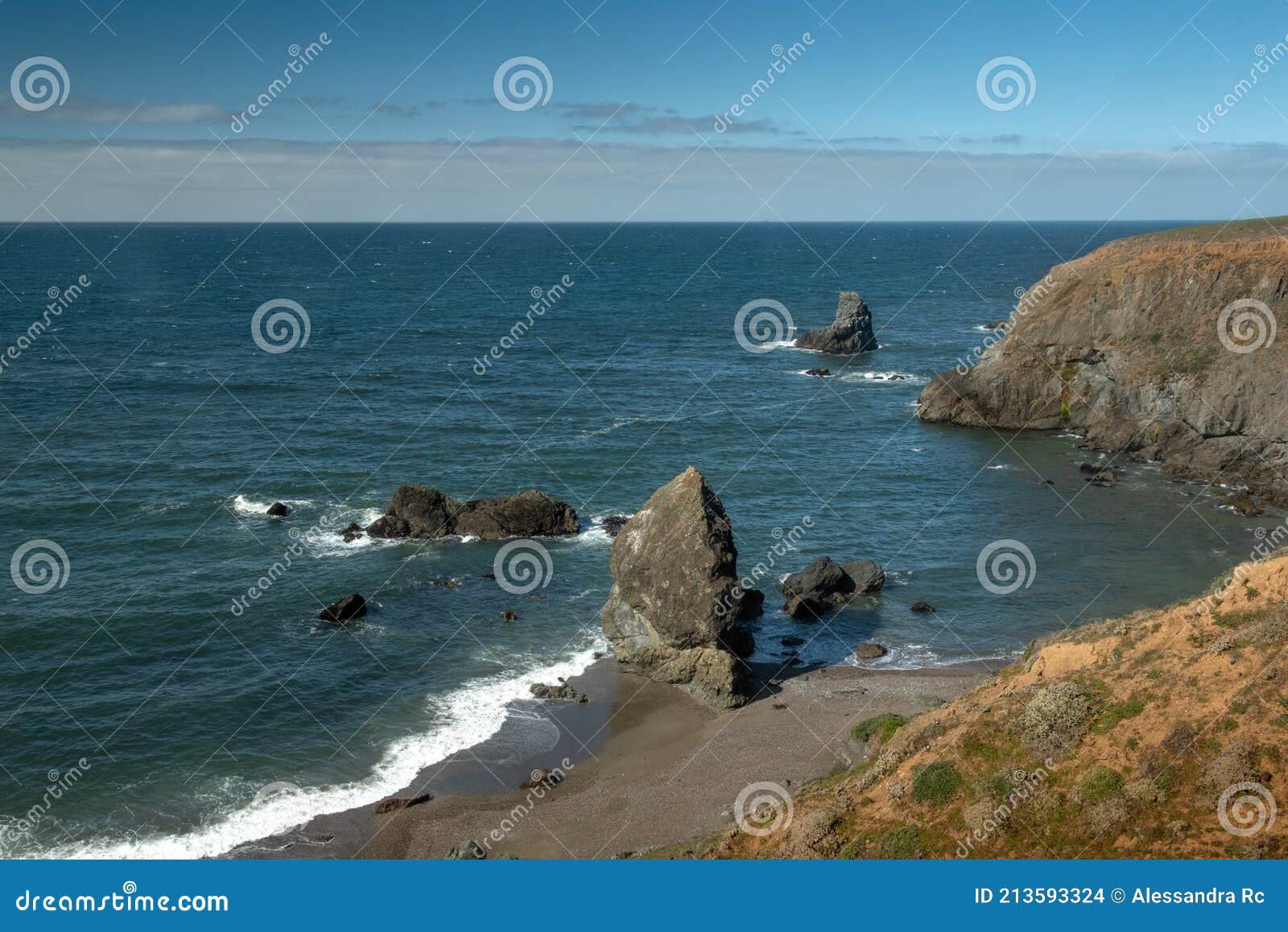 Triangular Rock at Goat Rock SP Stock Photo - Image of foam ...