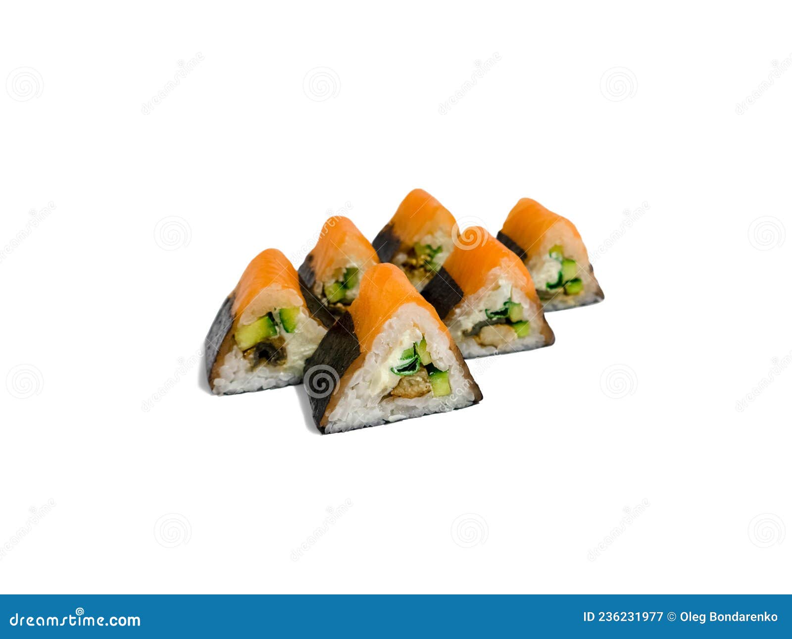 Triangular Roll California Isolated on White Background. Japanese Sushi ...