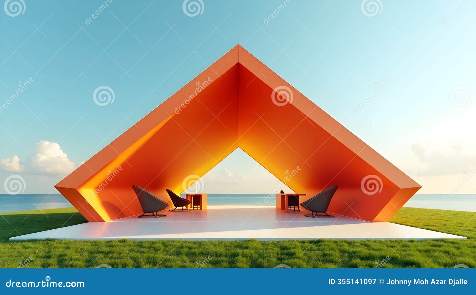 Triangular Roof Design on a Minimalist Pavilion in Bold Colors Stock ...