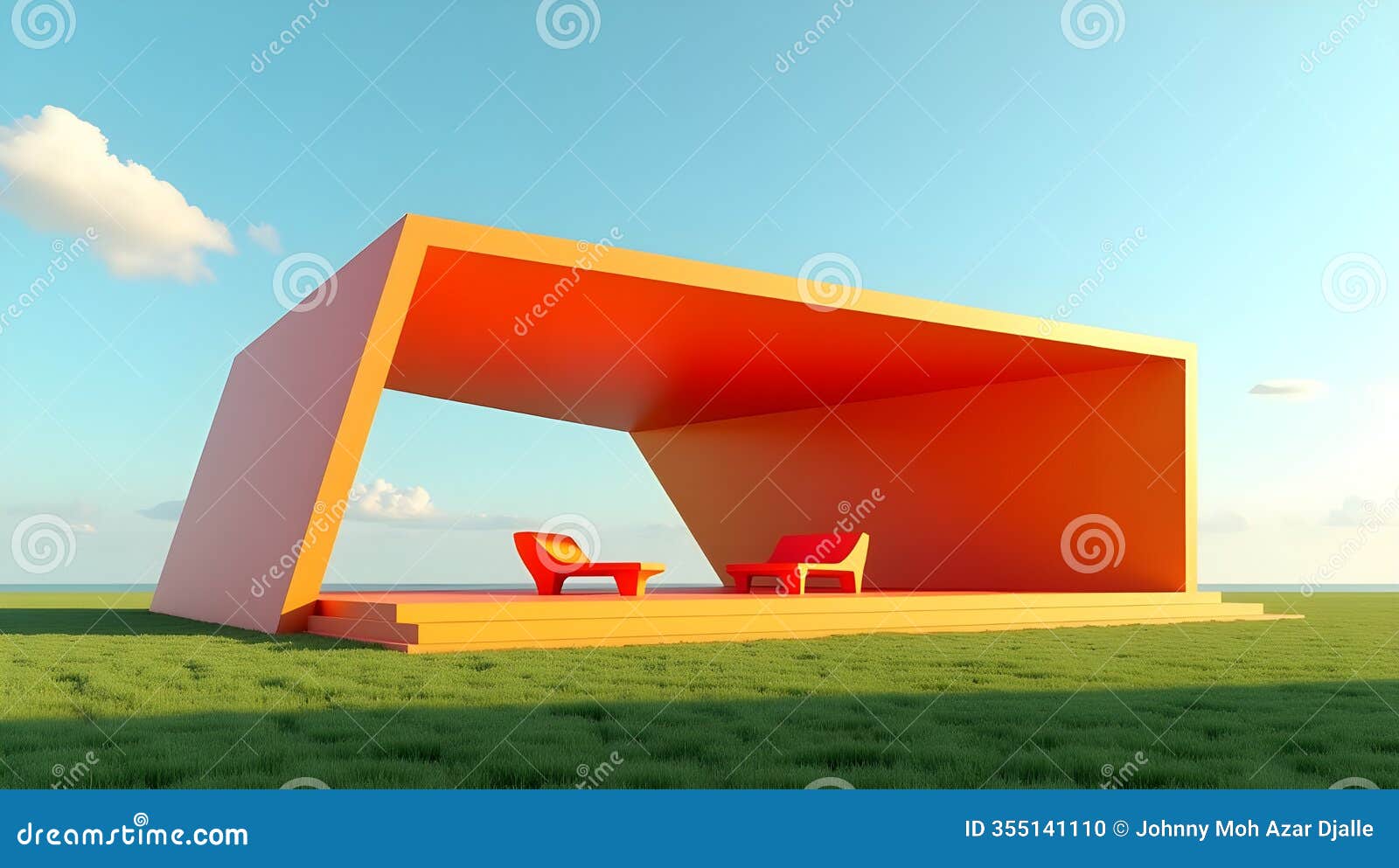 Triangular Roof Design on a Minimalist Pavilion in Bold Colors Stock ...