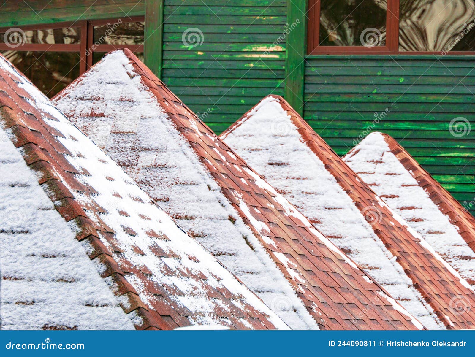 Triangular Roofs of Buildings in White Snow Stock Image - Image of snow ...