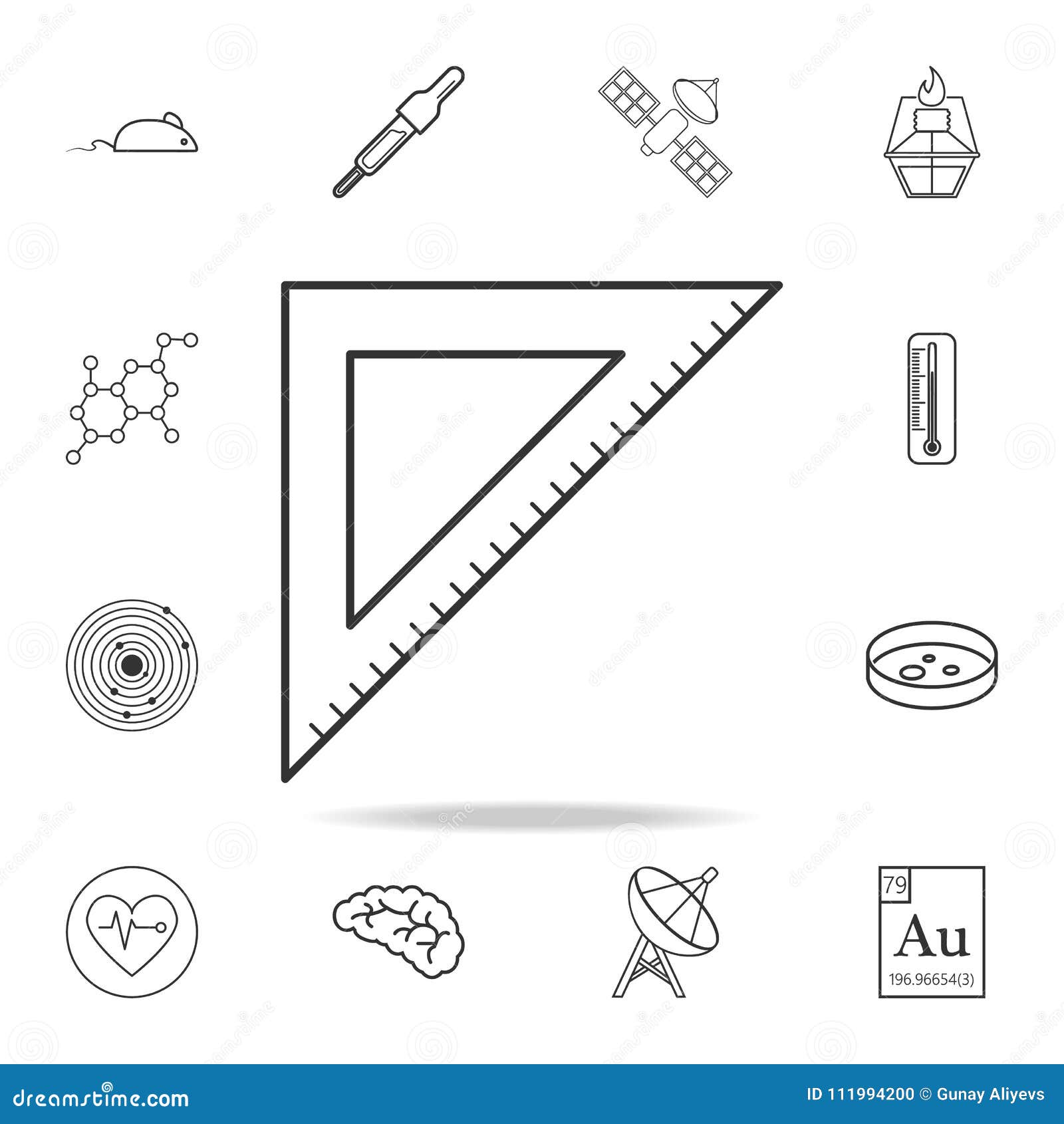 Triangular Ruler Icon. Detailed Set of Science and Learning Outline ...