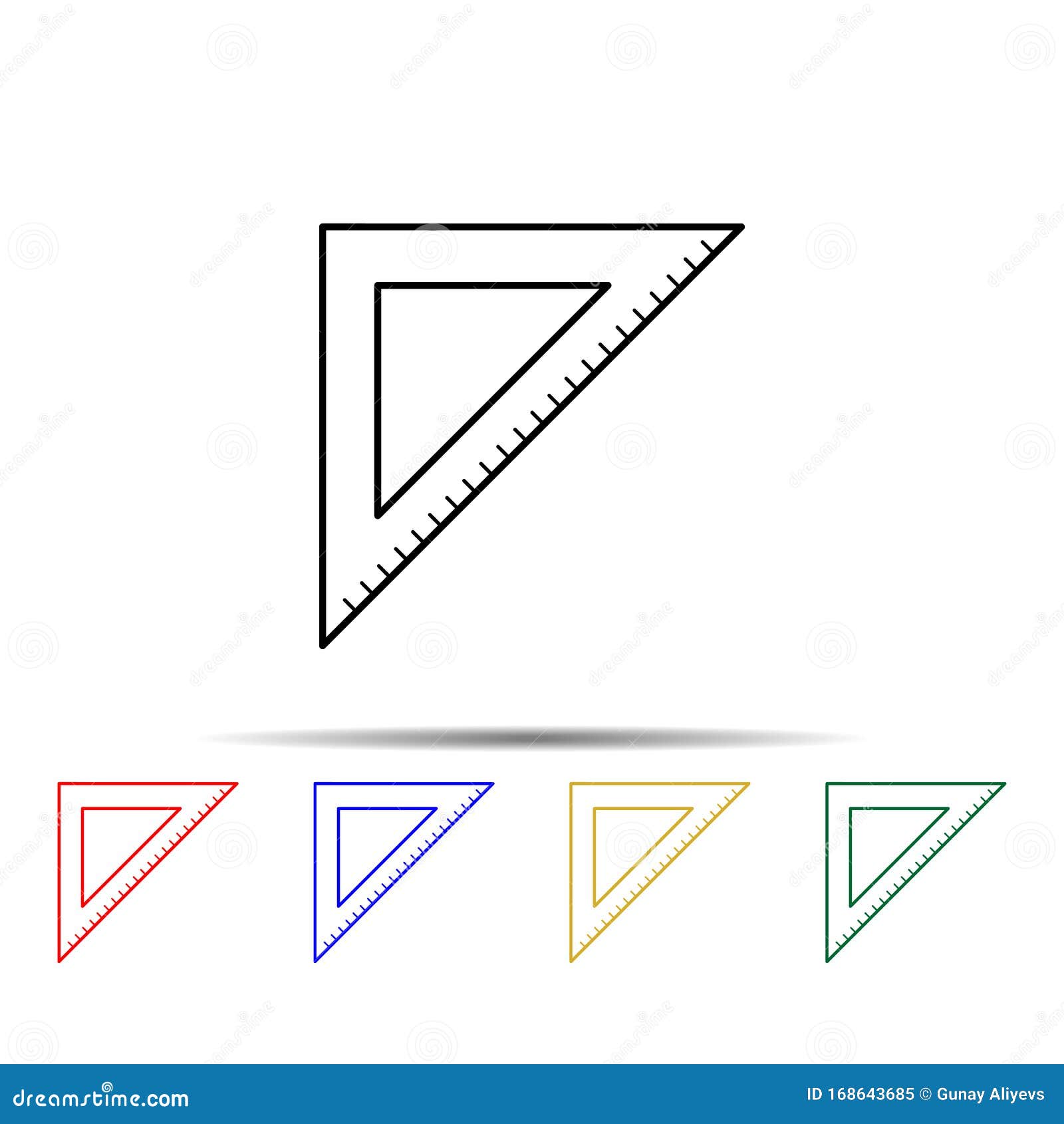 Triangular Ruler Multi Color Style Icon. Simple Thin Line, Outline ...